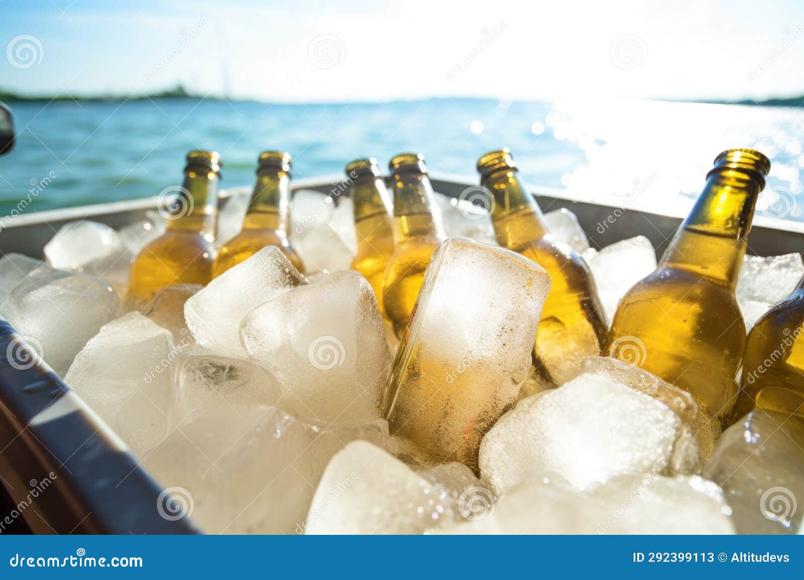 Bottles of Beer in a Cooler Filled with Icy Water Stock Image - Image ...