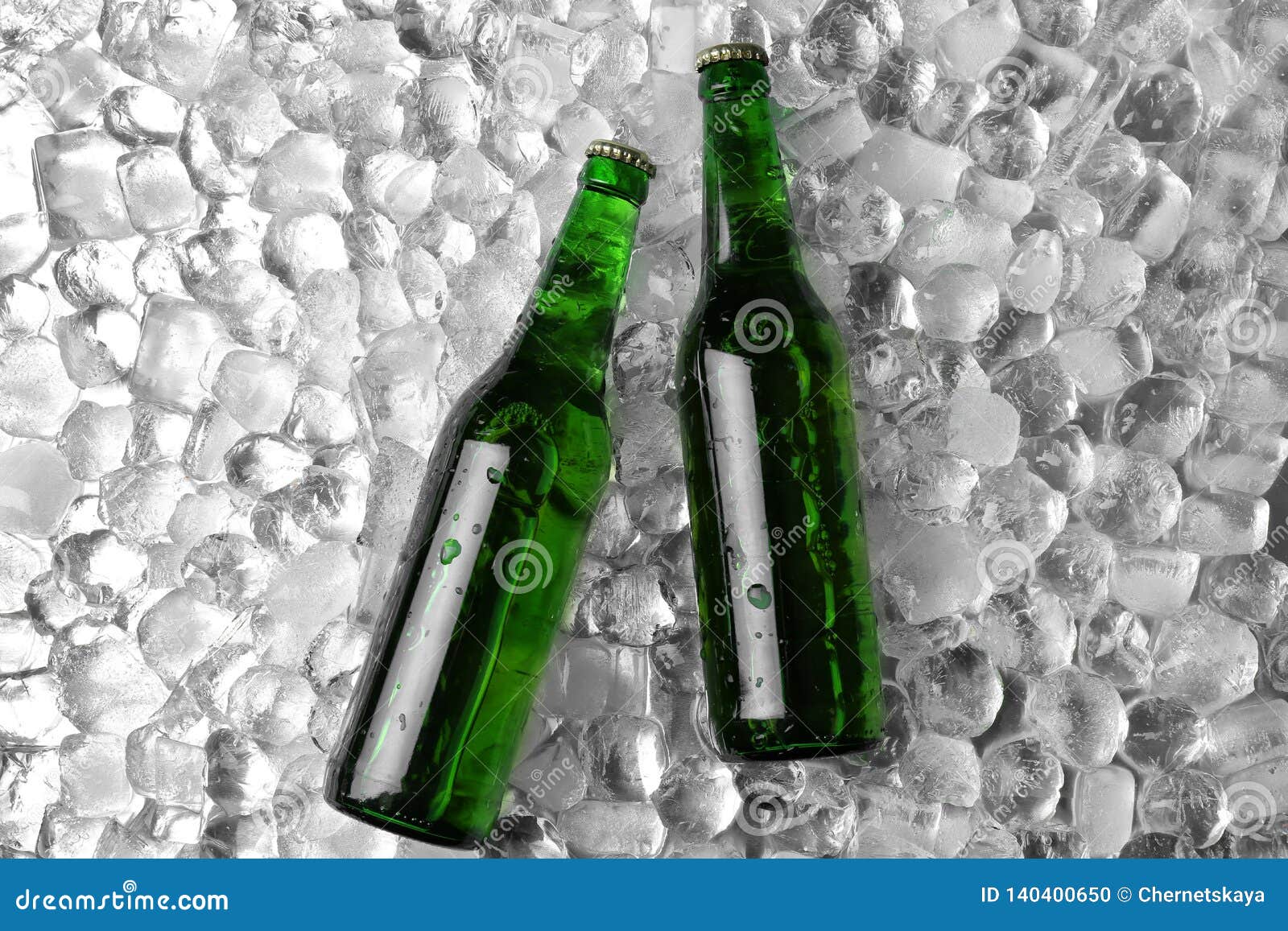 Bottles of Beer on Ice Cubes Stock Photo - Image of beer, cold: 140400650