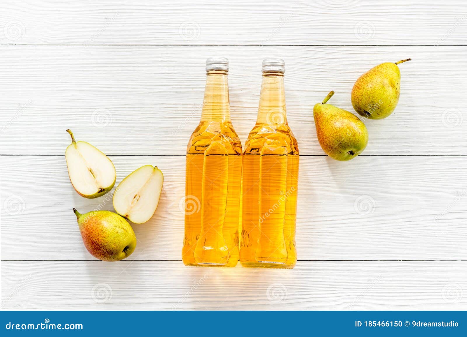 Bottles of Beer with Peer from Above Stock Photo - Image of alchoholic ...