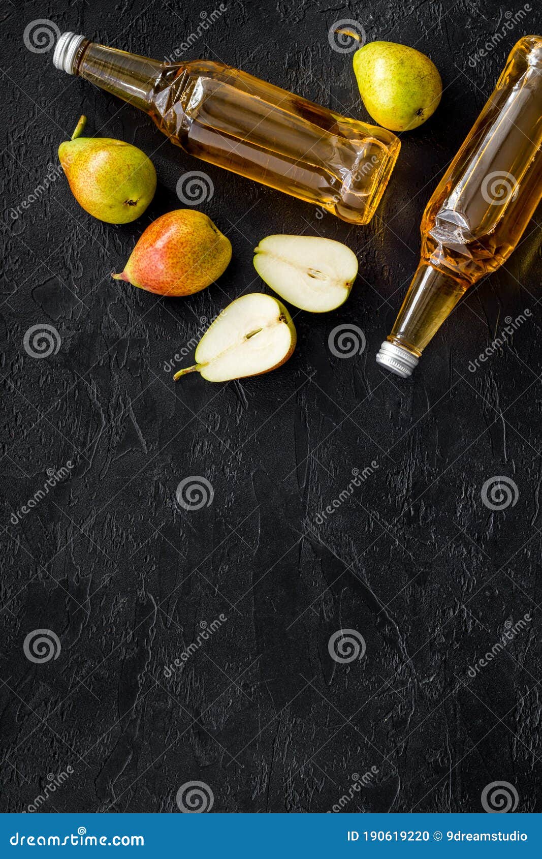 Bottles of Beer with Peer Top View Copy Space Stock Photo - Image of ...
