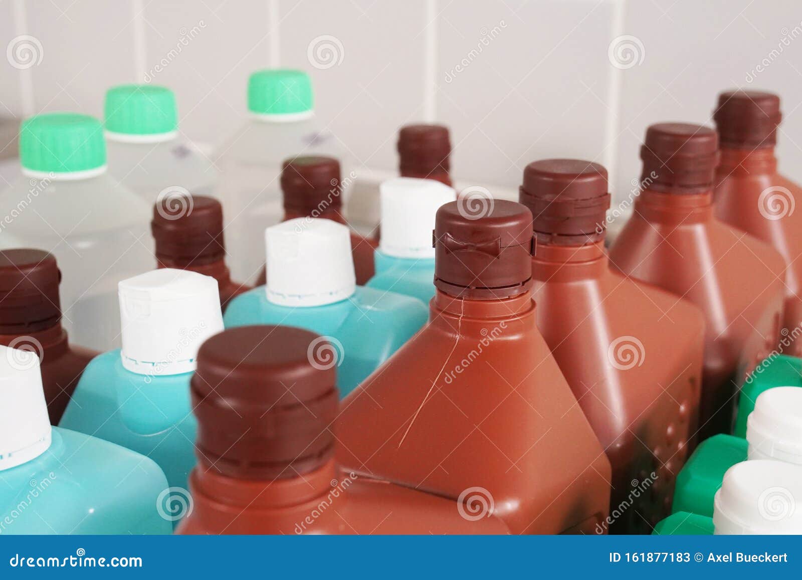 Bottles with Cleaning and Disinfection Solution Stock Image - Image of ...