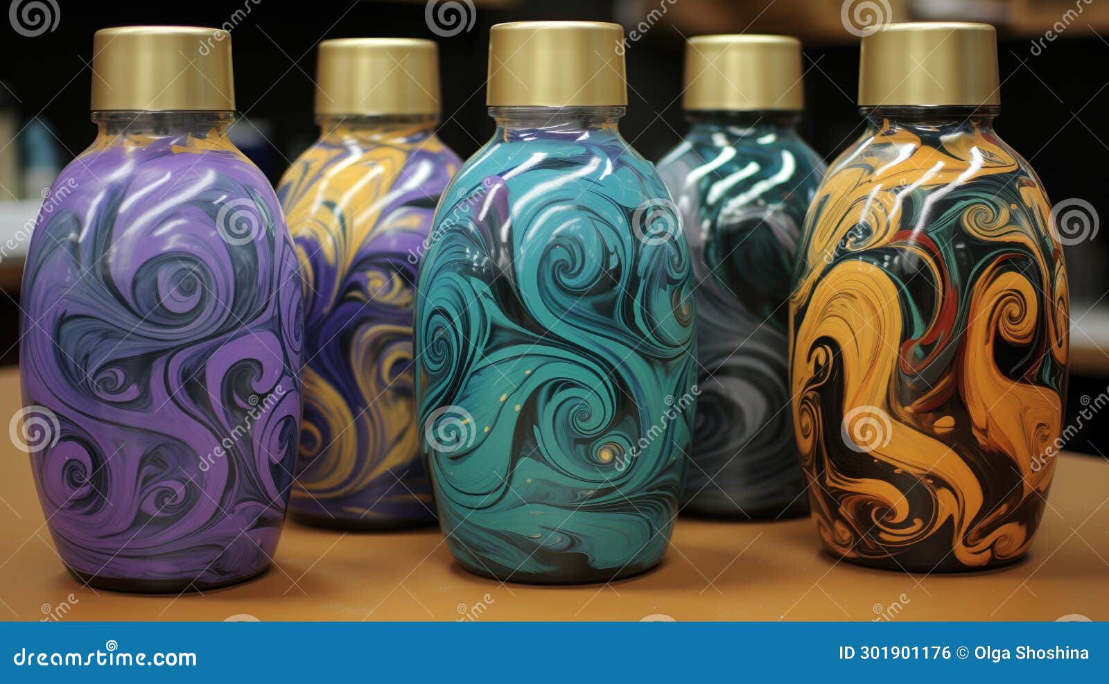 Bottles with Colorful Swirls. AI Generated Stock Illustration ...