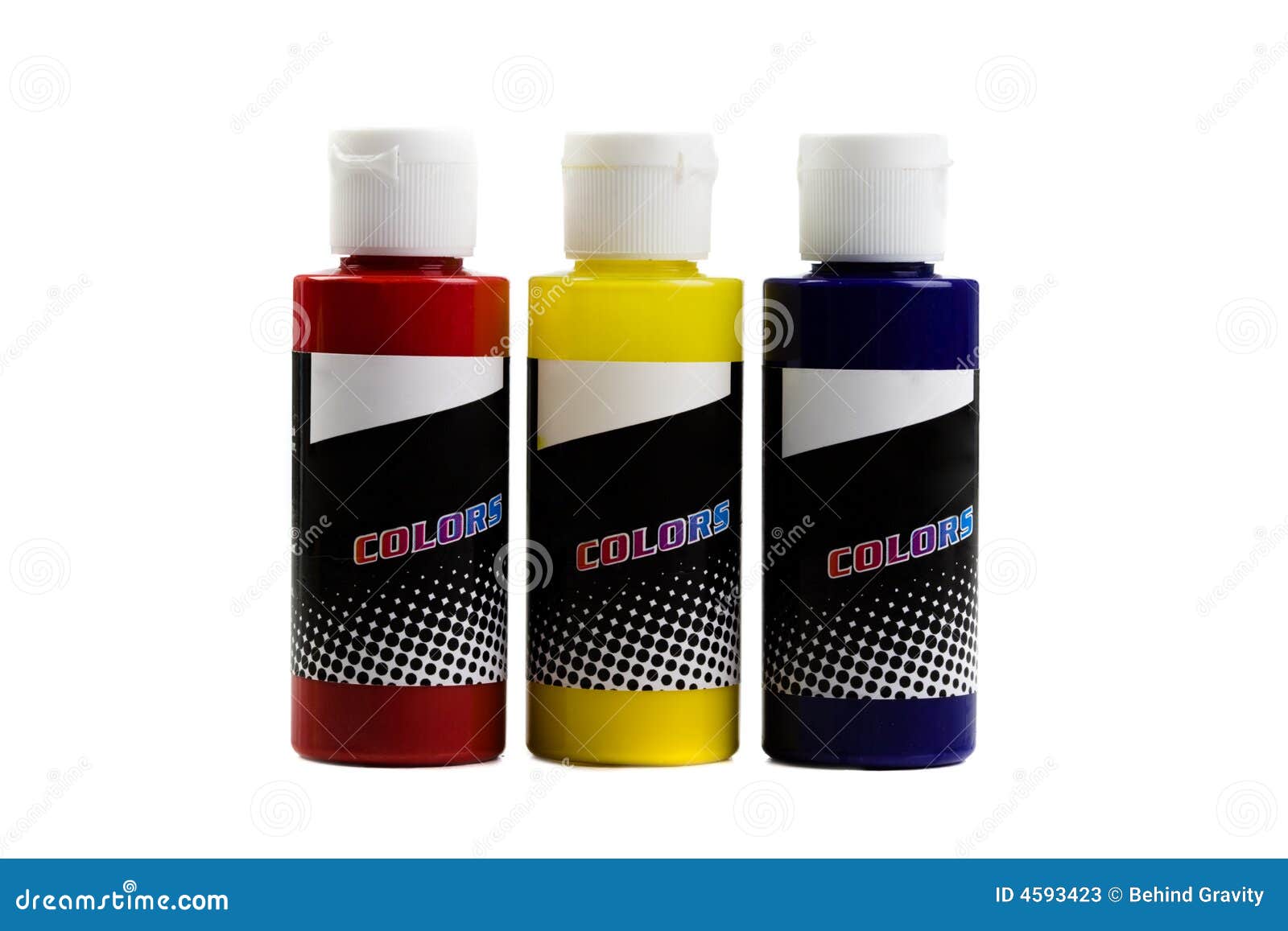 Bottles of Coloured Paint Yellow Red Blue Stock Illustration ...
