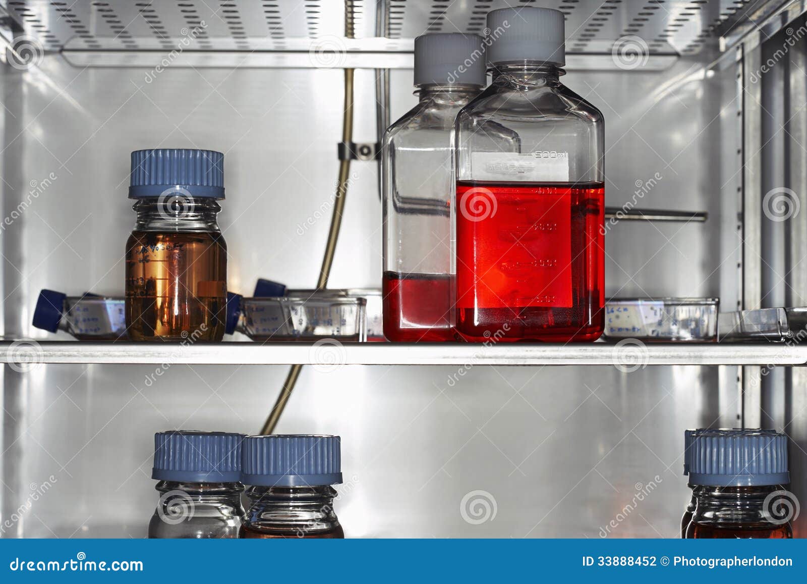 Bottles and Containers in Laboratory Fridge Stock Photo - Image of ...
