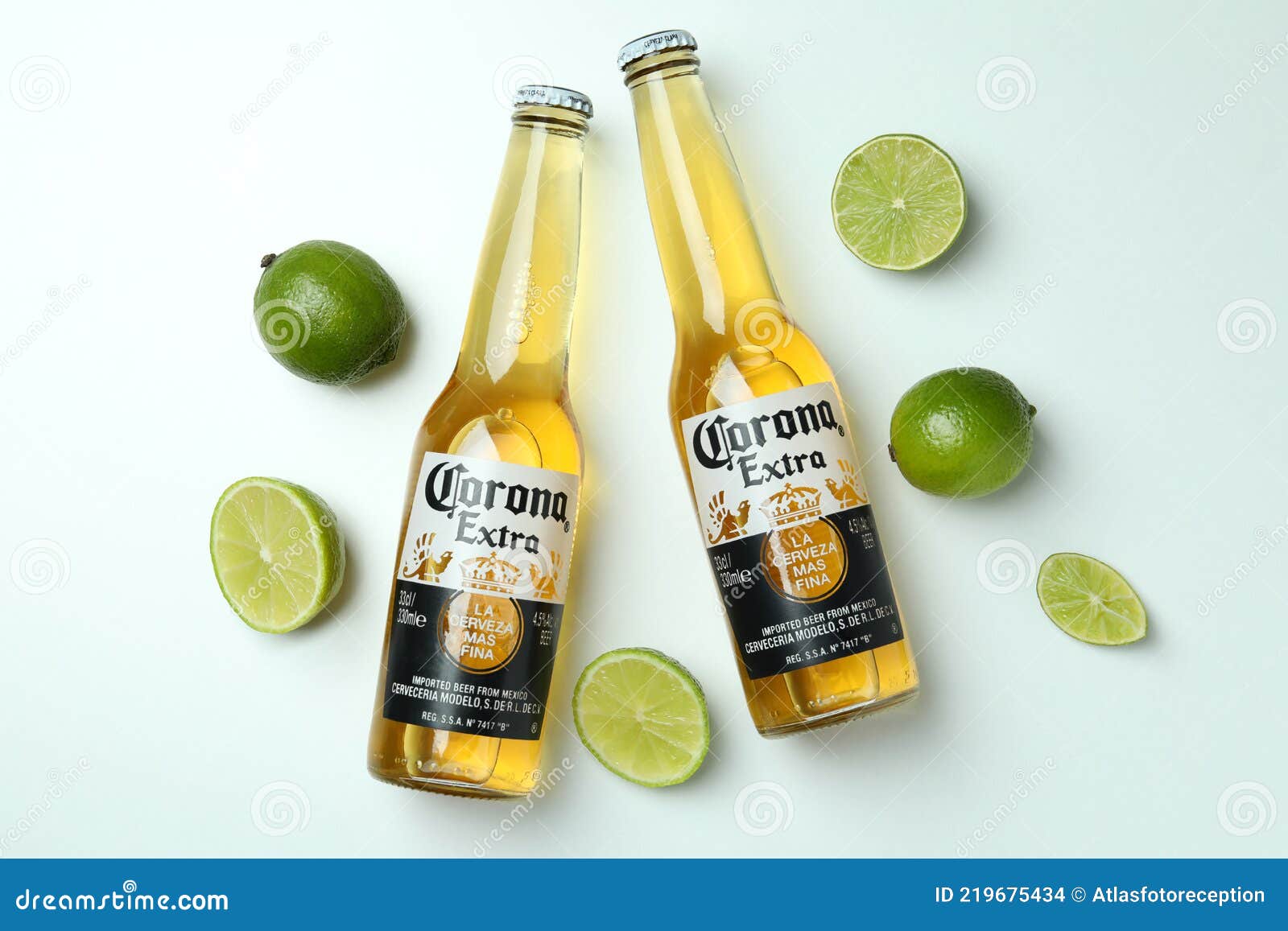 Bottles of Corona Extra and Limes on White Background Editorial Stock ...