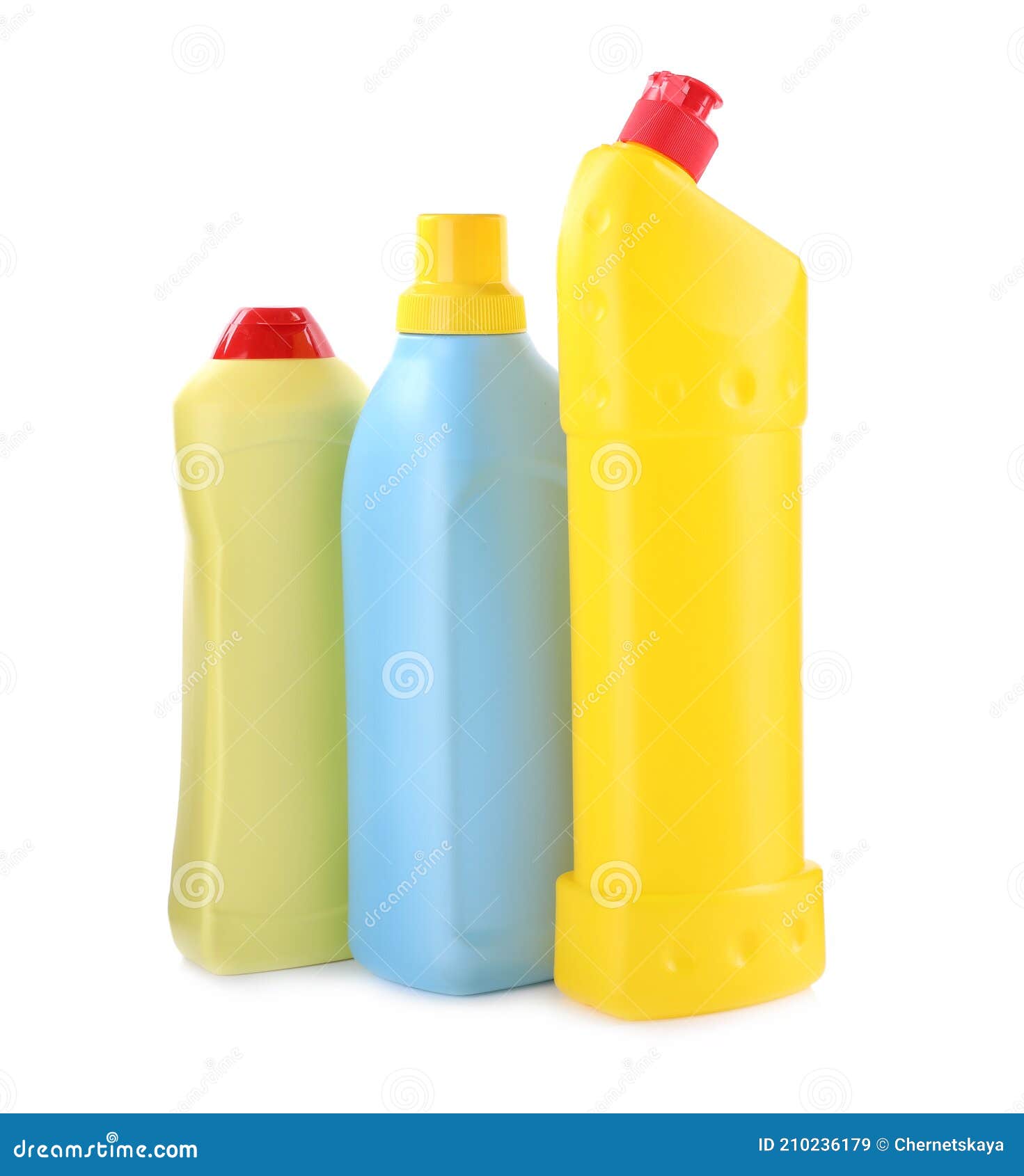 Bottles of Different Cleaning Products Isolated on White Stock Image ...