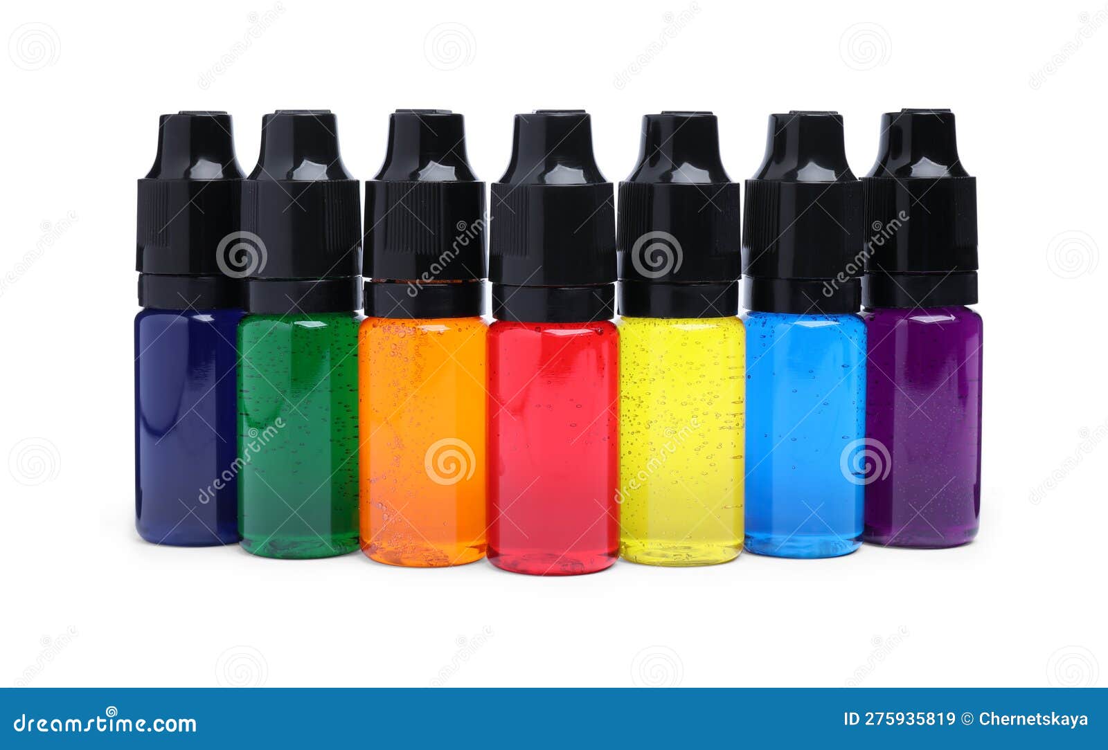 Bottles with Different Food Coloring on White Background Stock Image ...