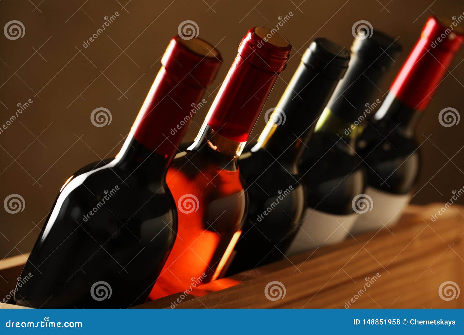 Bottles of Different Wines. Expensive Collection Stock Photo - Image of ...