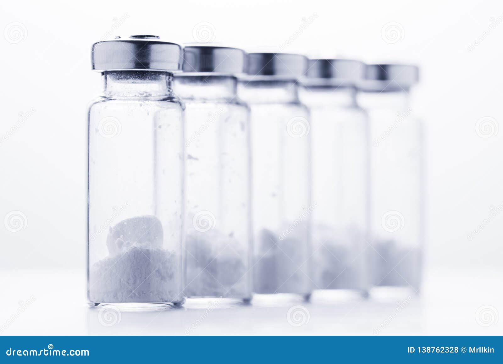 Bottles for Injection with White Powder on a White Background Stock ...