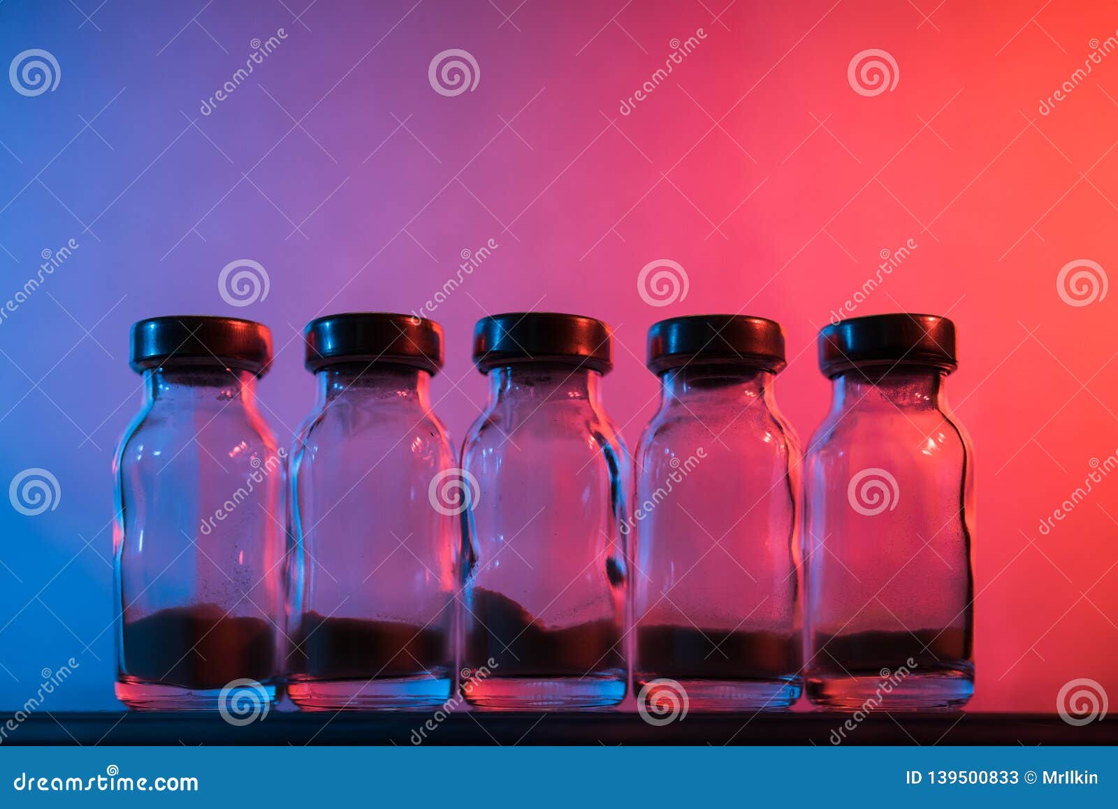 Bottles for Injection with White Powder on a Color Background Stock ...
