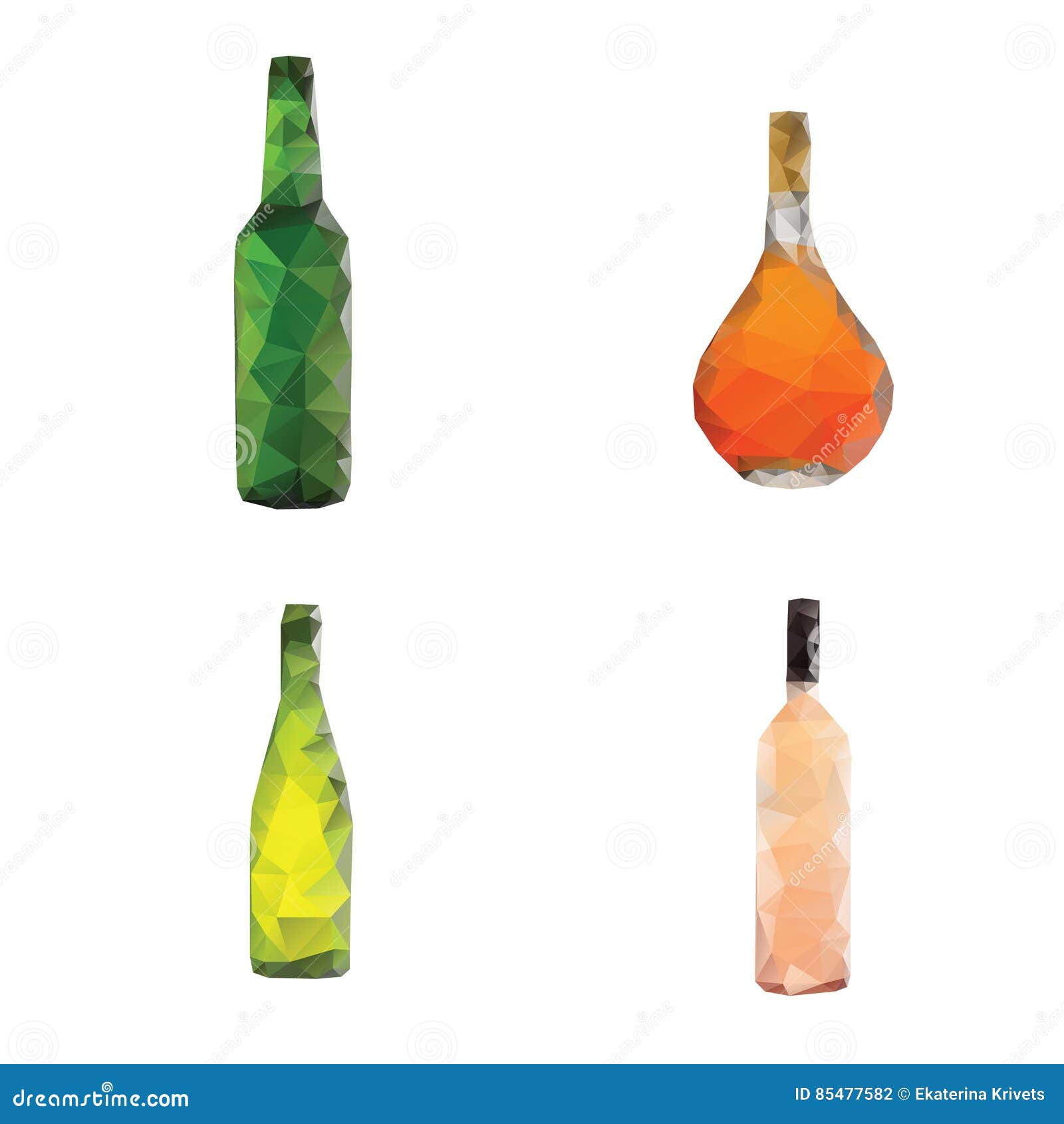 Bottles in low poly style stock illustration. Illustration of glass ...