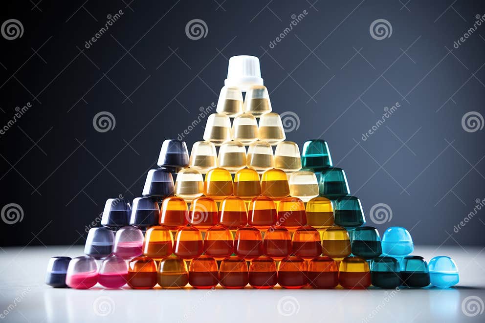 Bottles of Medication Stacked in a Pyramid Stock Image - Image of ...
