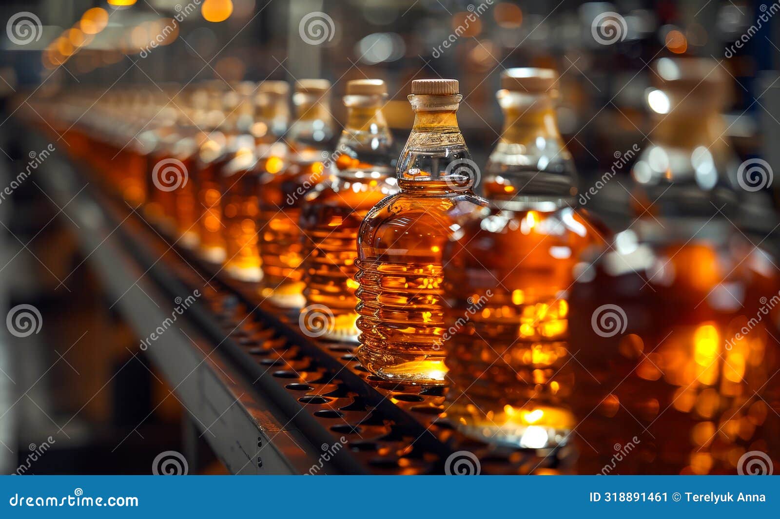 The Bottles are Moving on the Conveyor Belt in the Factory Stock Image ...