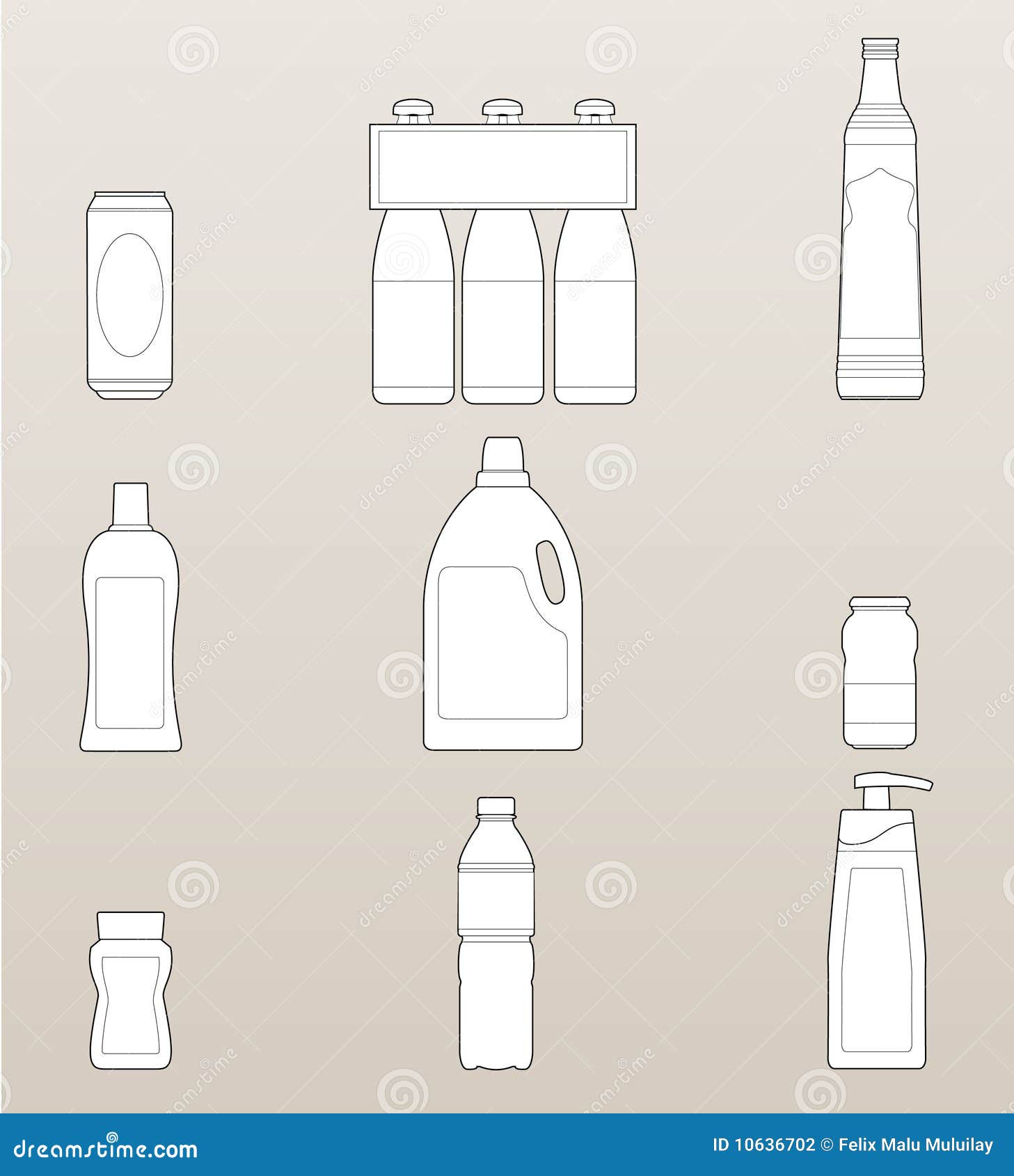 Bottles outline pack stock vector. Illustration of plastic - 10636702