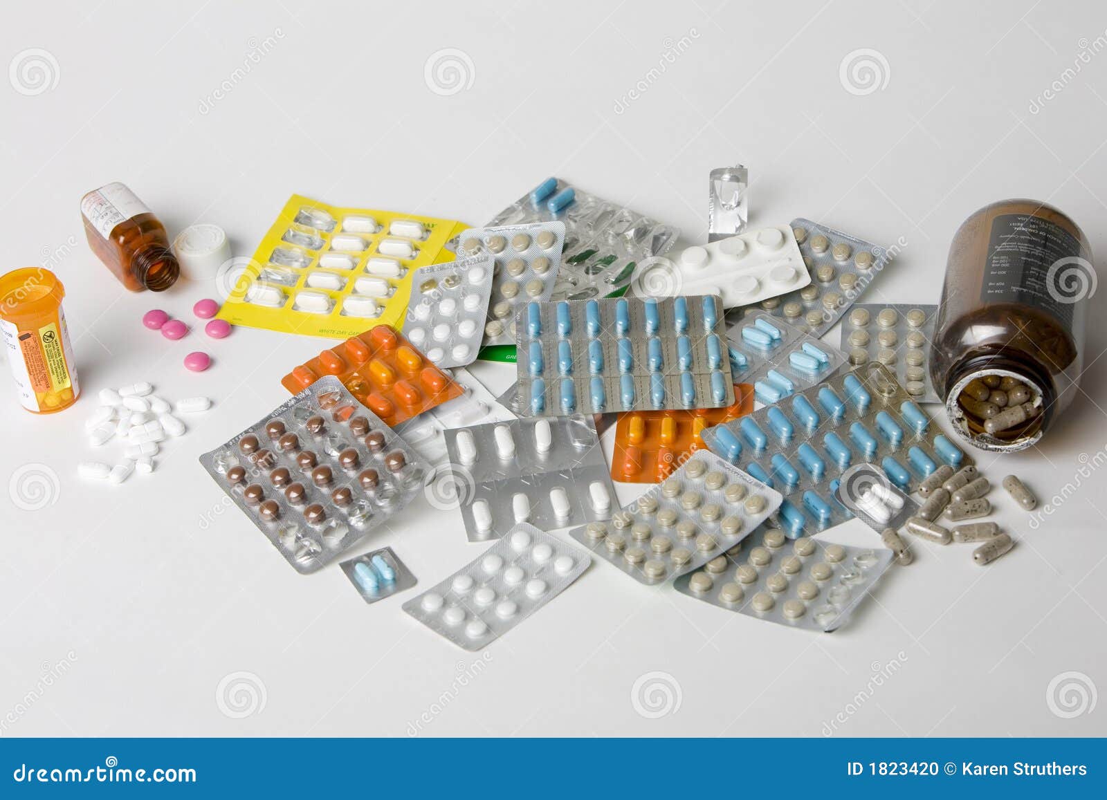 Bottles and Packets of Pills Stock Photo - Image of tablets, capsules ...