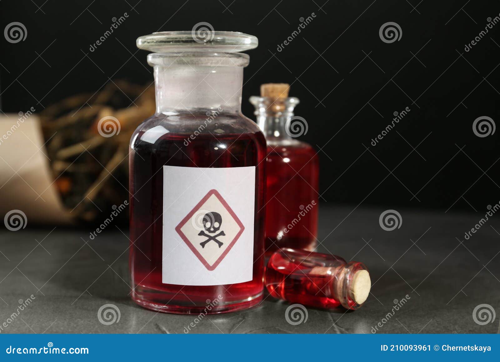 Bottles with Poison on Grey Stone Table Stock Image - Image of poison ...