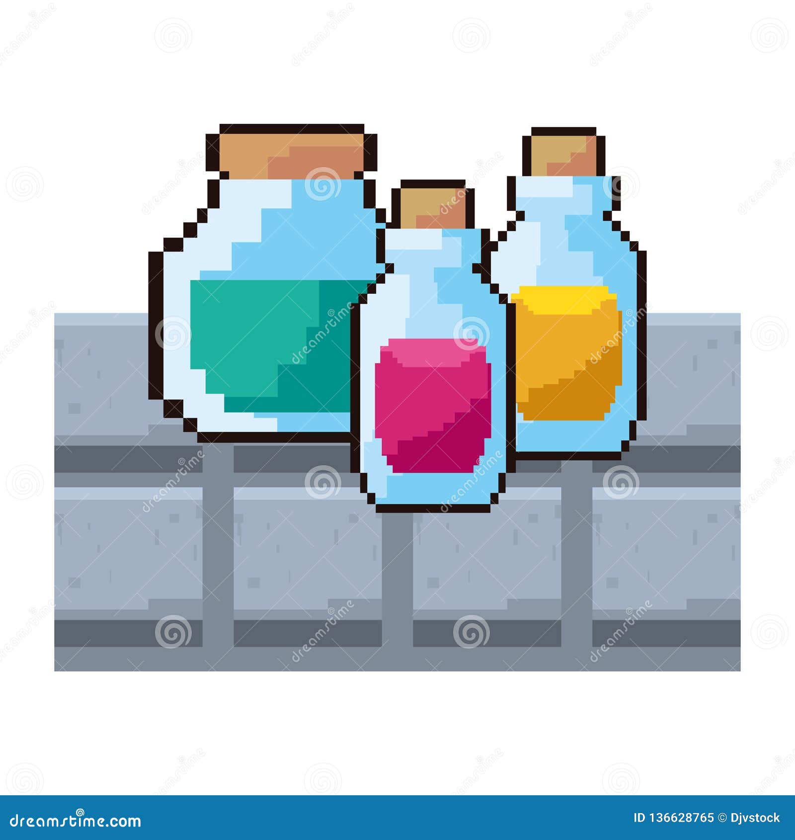 Bottles Potion Level Video Game Stock Vector - Illustration of liquid ...