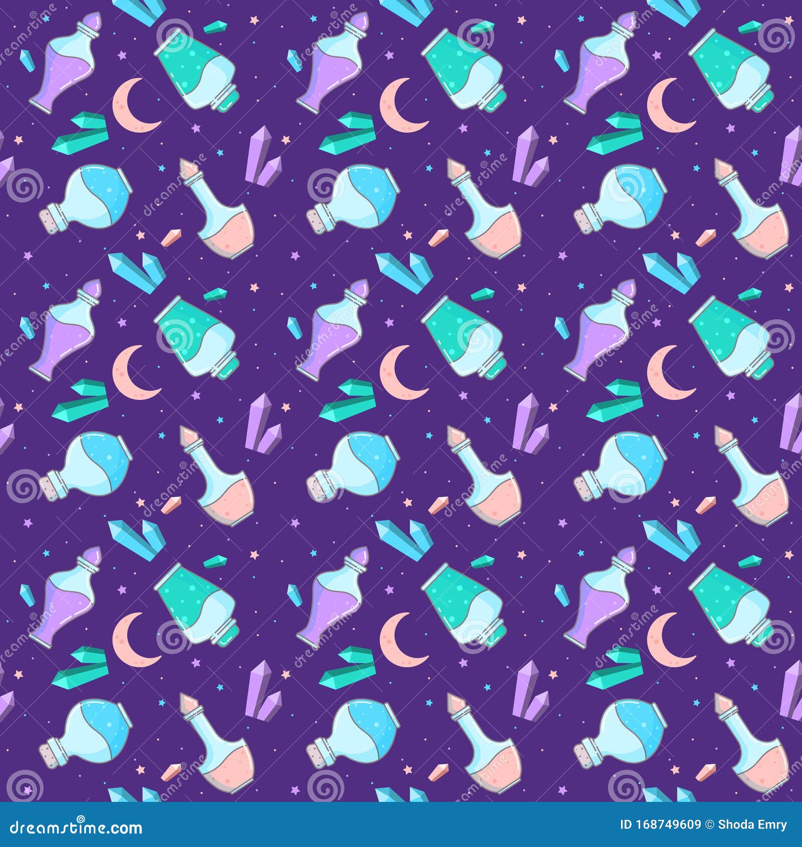 Bottles with Potion. Pattern Magic Elixir. Design Elements Stock Vector ...