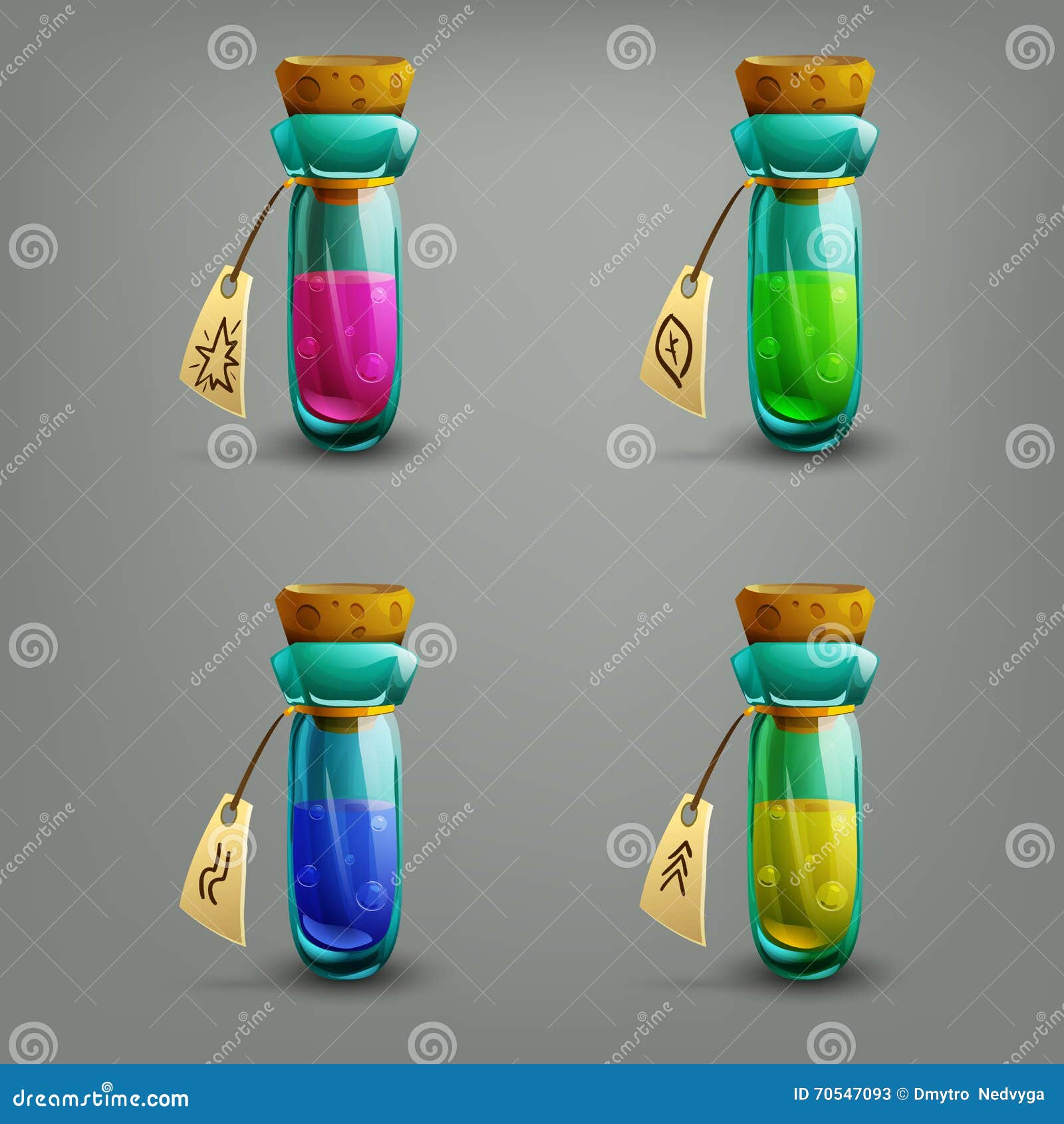 Bottles of potion. stock vector. Illustration of interface - 70547093