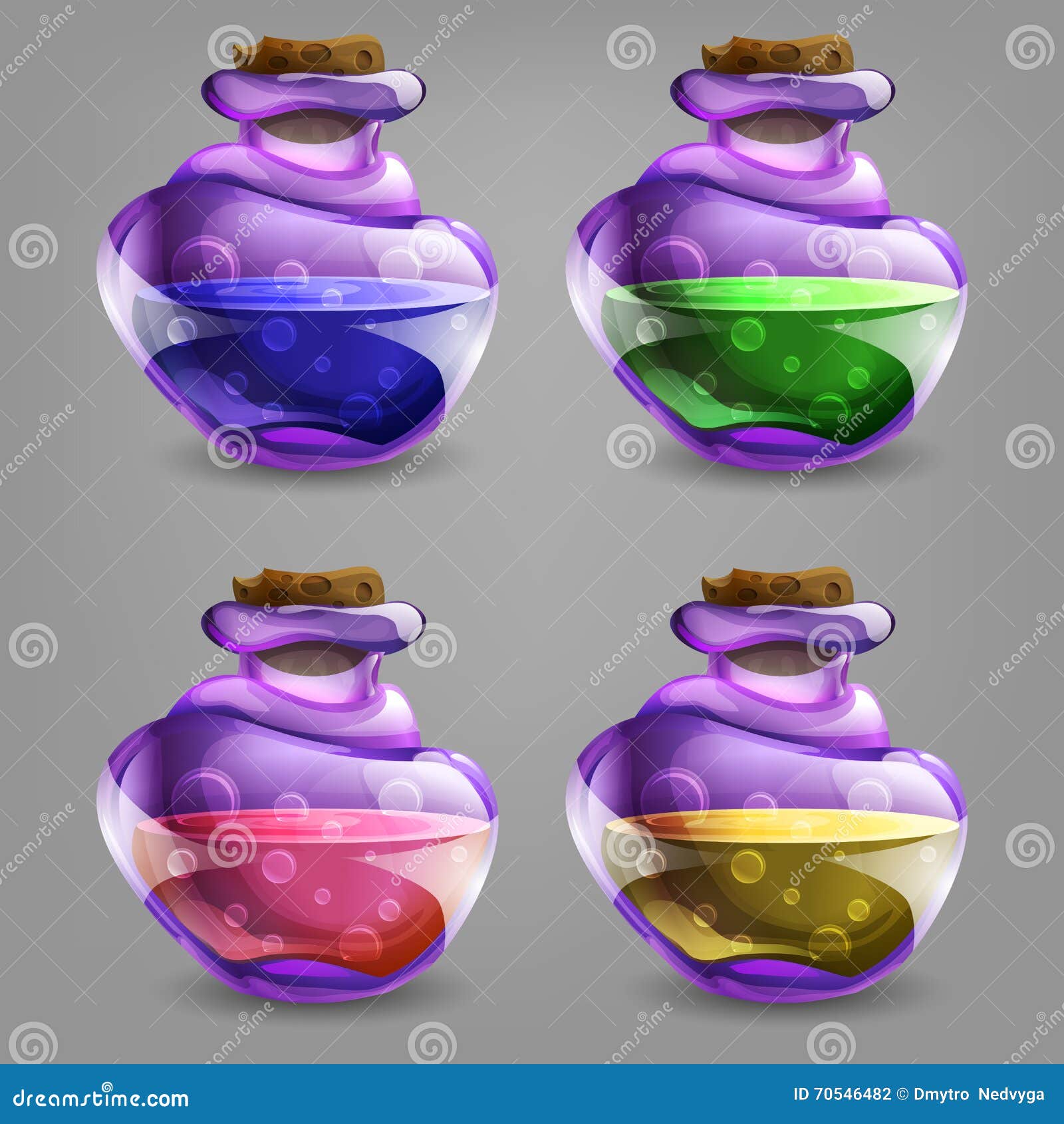 Bottles of Potion. Vector Illustration Stock Vector - Illustration of ...