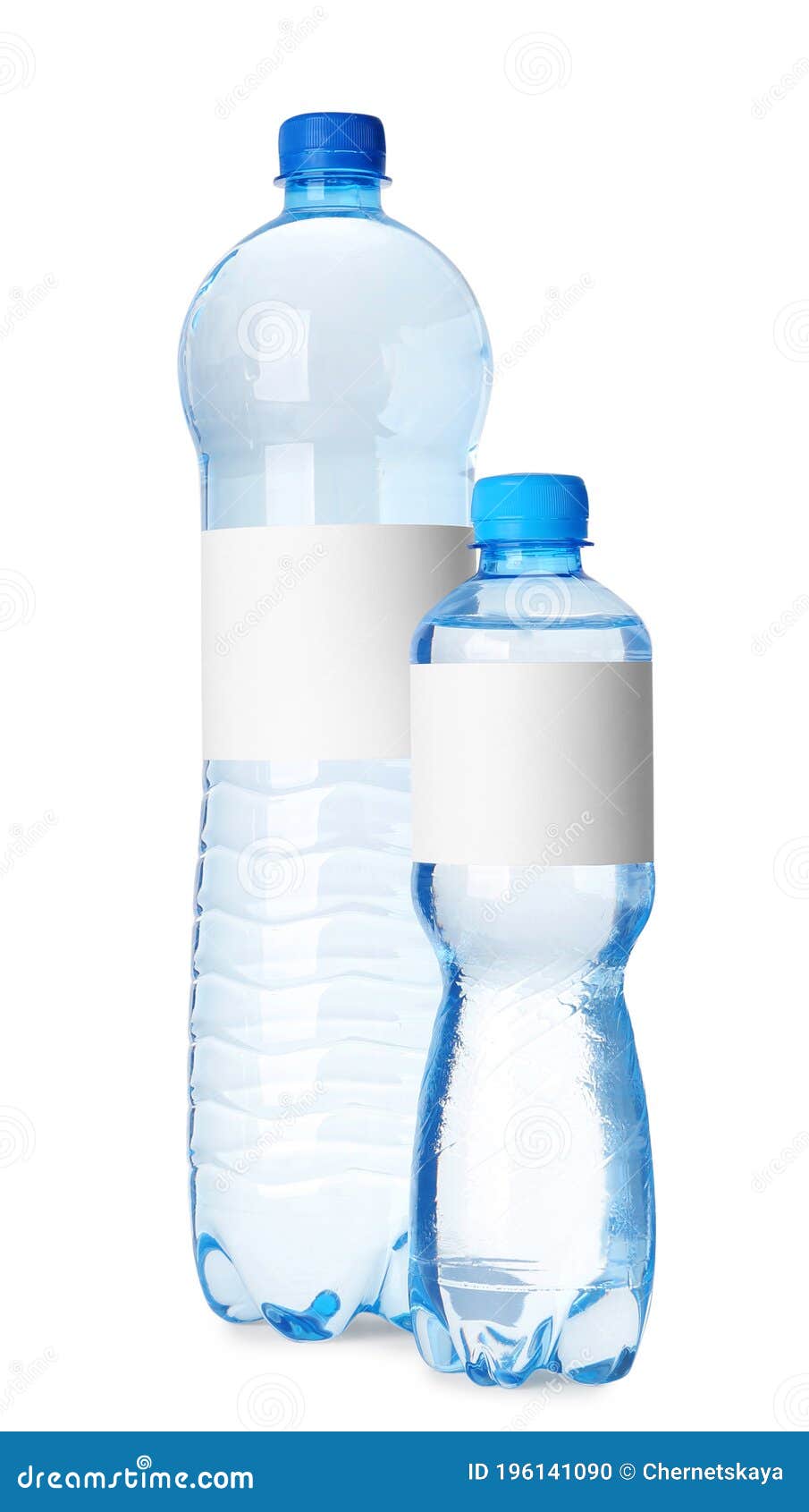 Bottles of Pure Water with Blank Labels on White Background Stock Photo ...