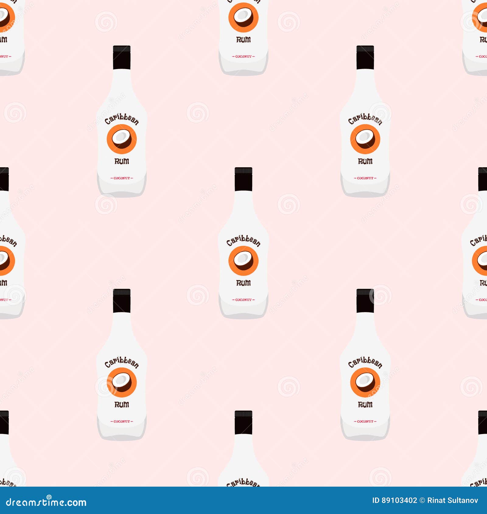 Bottles of Rum Seamless Pattern. Alcohol Beverage in Flat Style. Stock ...