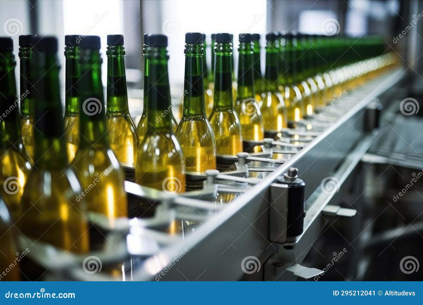 Bottles Sealed and Ready for Alcohol Testing on a Conveyor Belt Stock ...