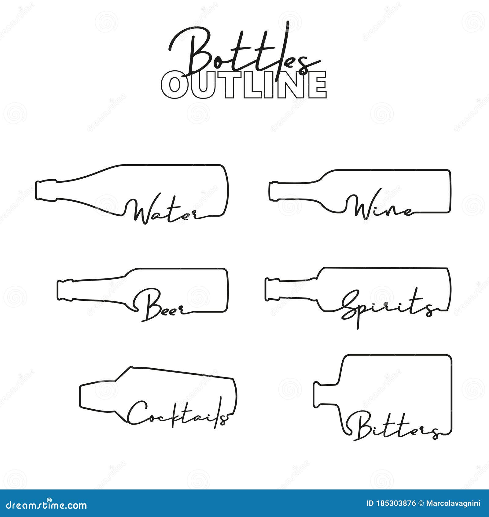 Bottles Shape with Drink Name Stock Vector - Illustration of design ...