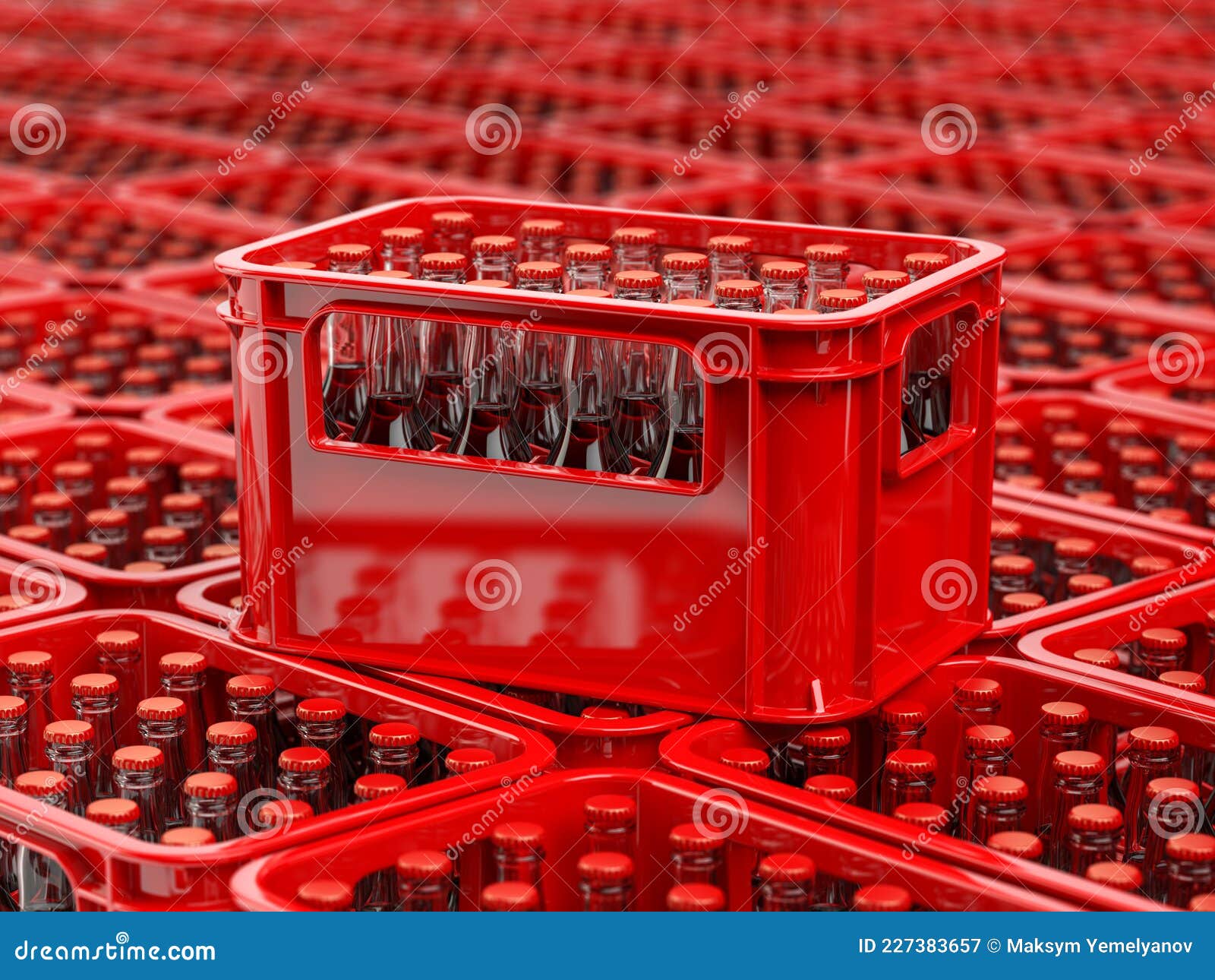 Bottles With Soda Or Cola In The Red Strage Crate For Bottles Stock ...