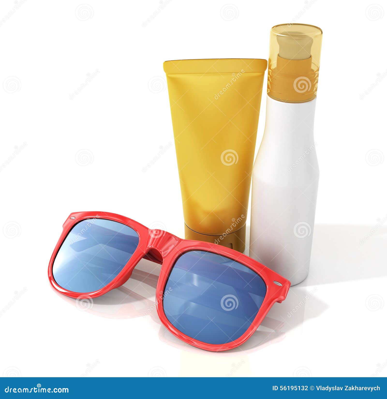 Bottles of Suntan Cream with Sunglasses Stock Photo - Image of change ...