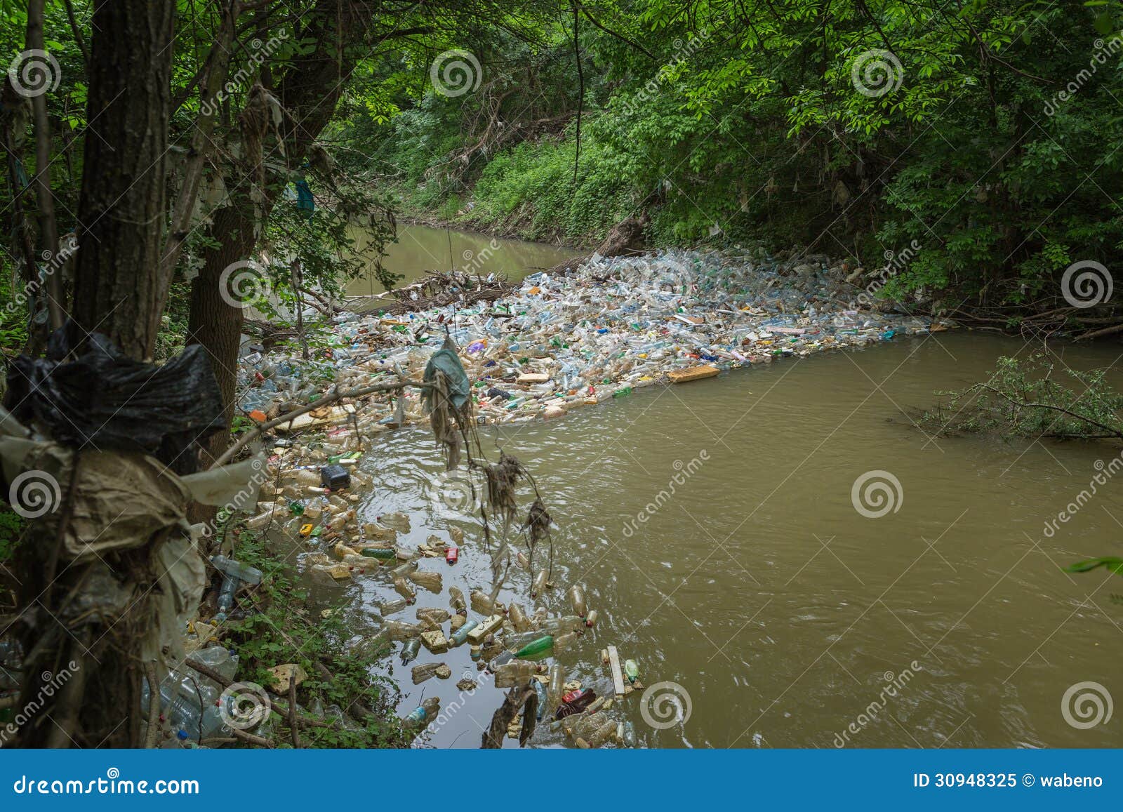 Bottles and Trash in the River Stock Image - Image of dirty ...