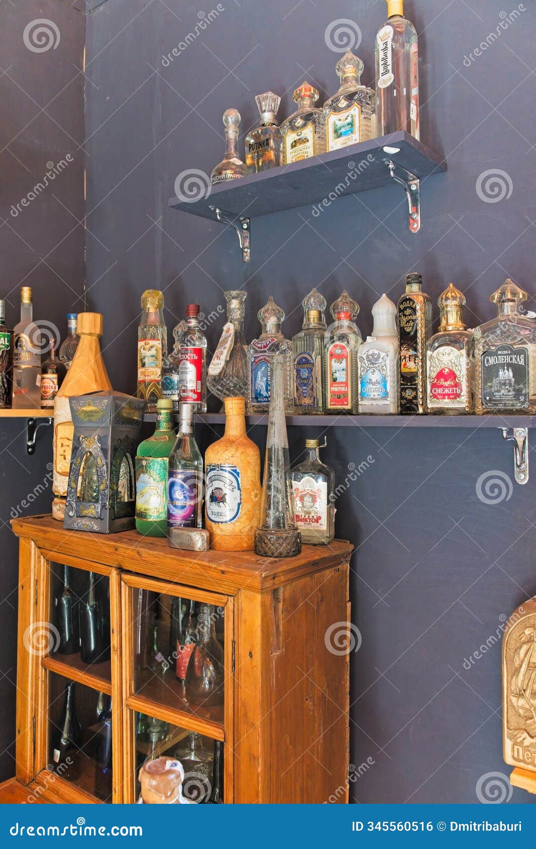 Mandrogi, Russia, July 11, 2024. Unusually Shaped Vodka Bottles ...