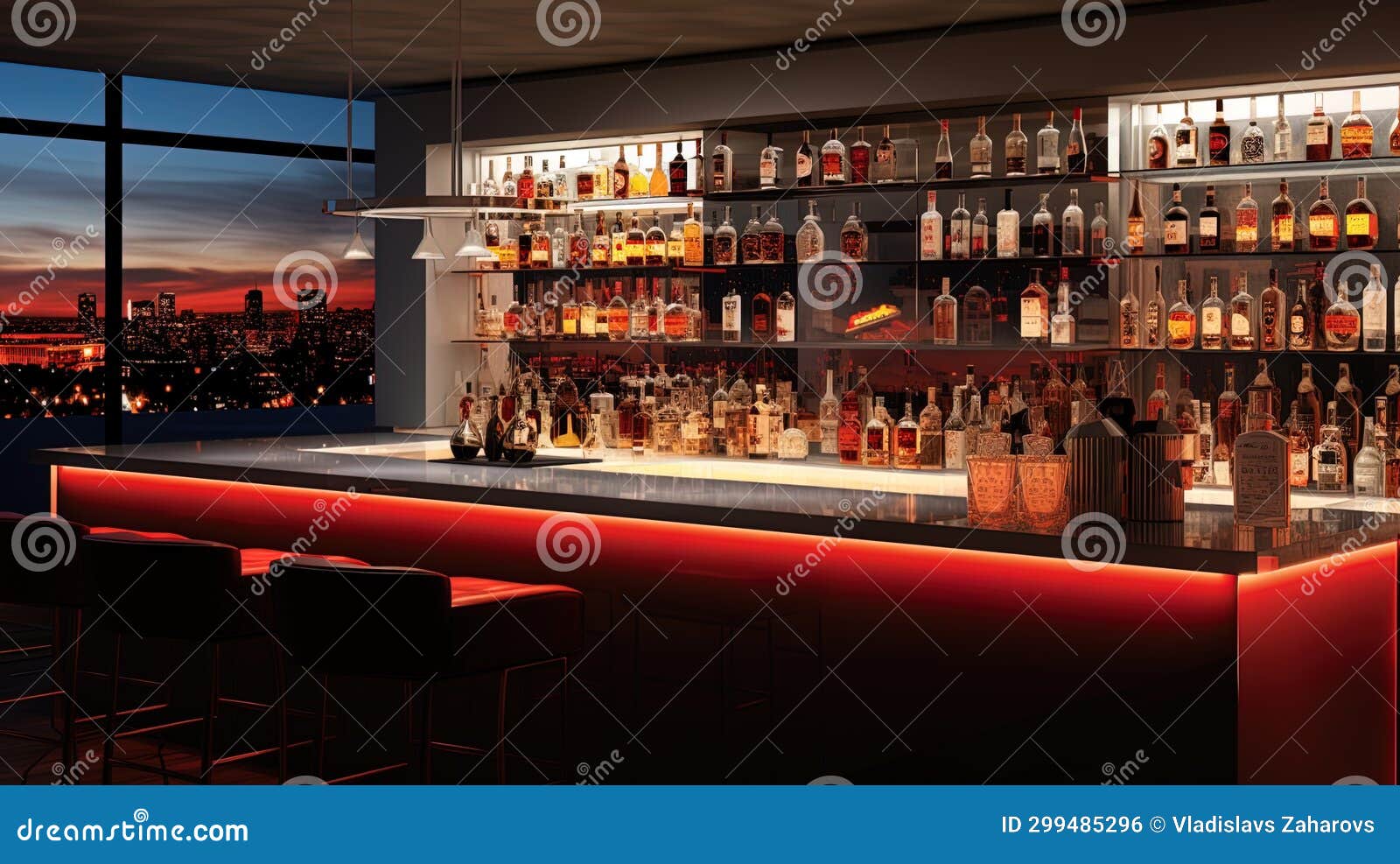 Bottles Wide Range, Presented on the Highlighted Bar Stock Illustration ...
