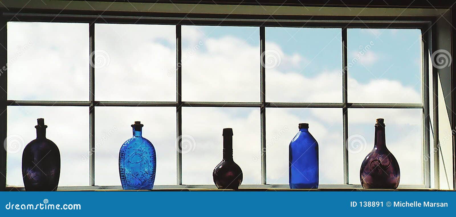 Bottles in the window stock image. Image of deck, interior - 138891