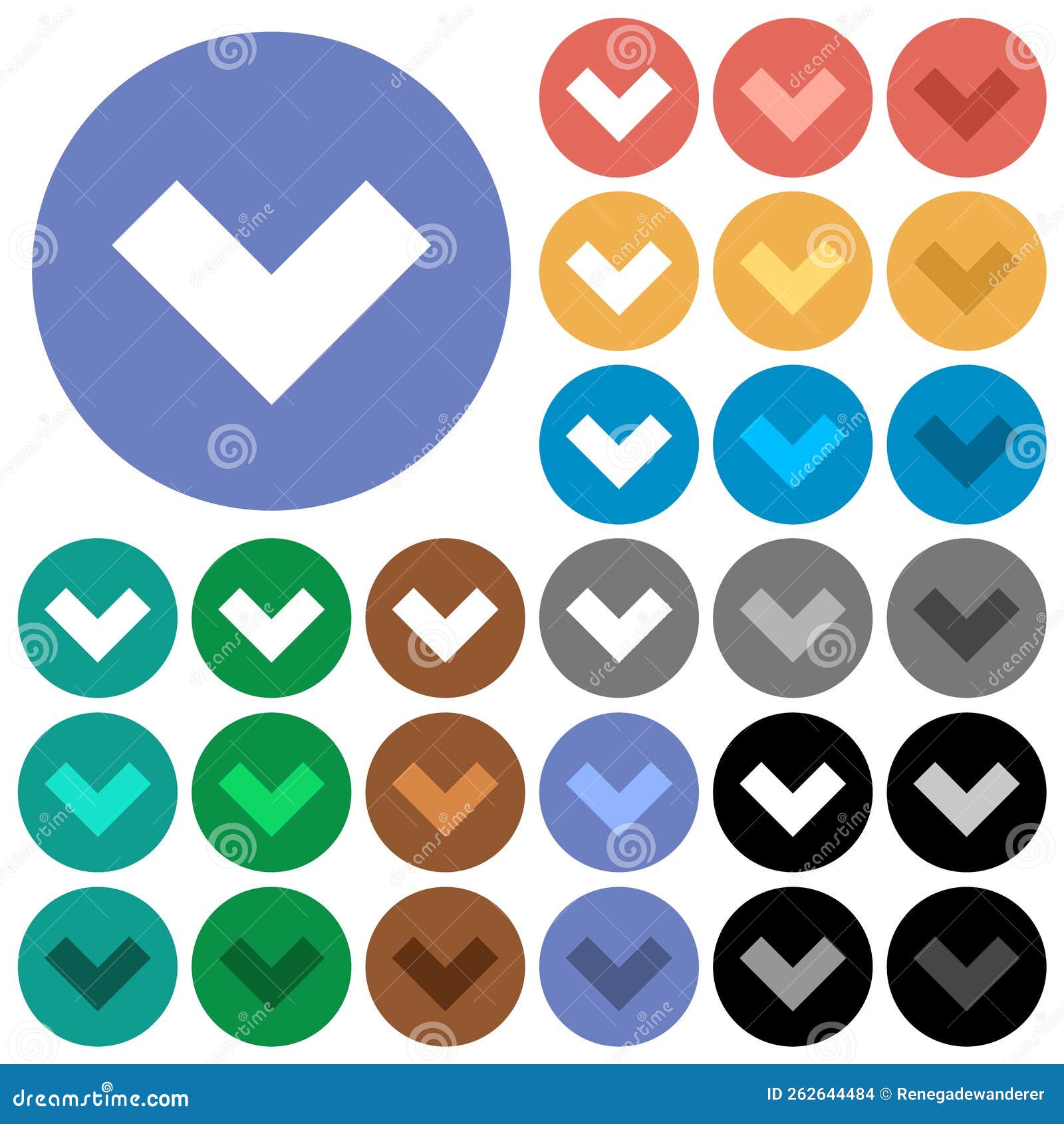 Bottom Angle Arrow Solid Round Flat Multi Colored Icons Stock Vector ...