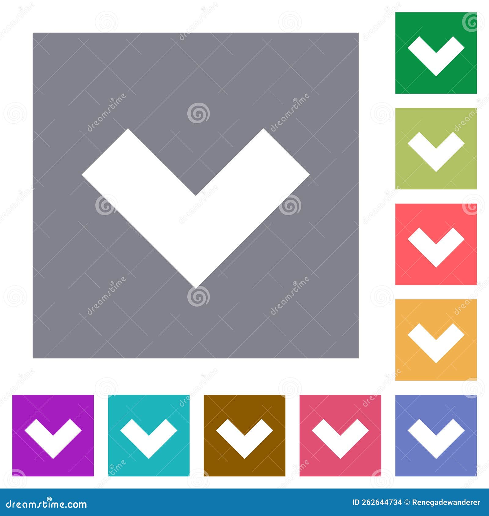 Bottom Angle Arrow Outline Flat White Icons On Round Color Backgrounds ...