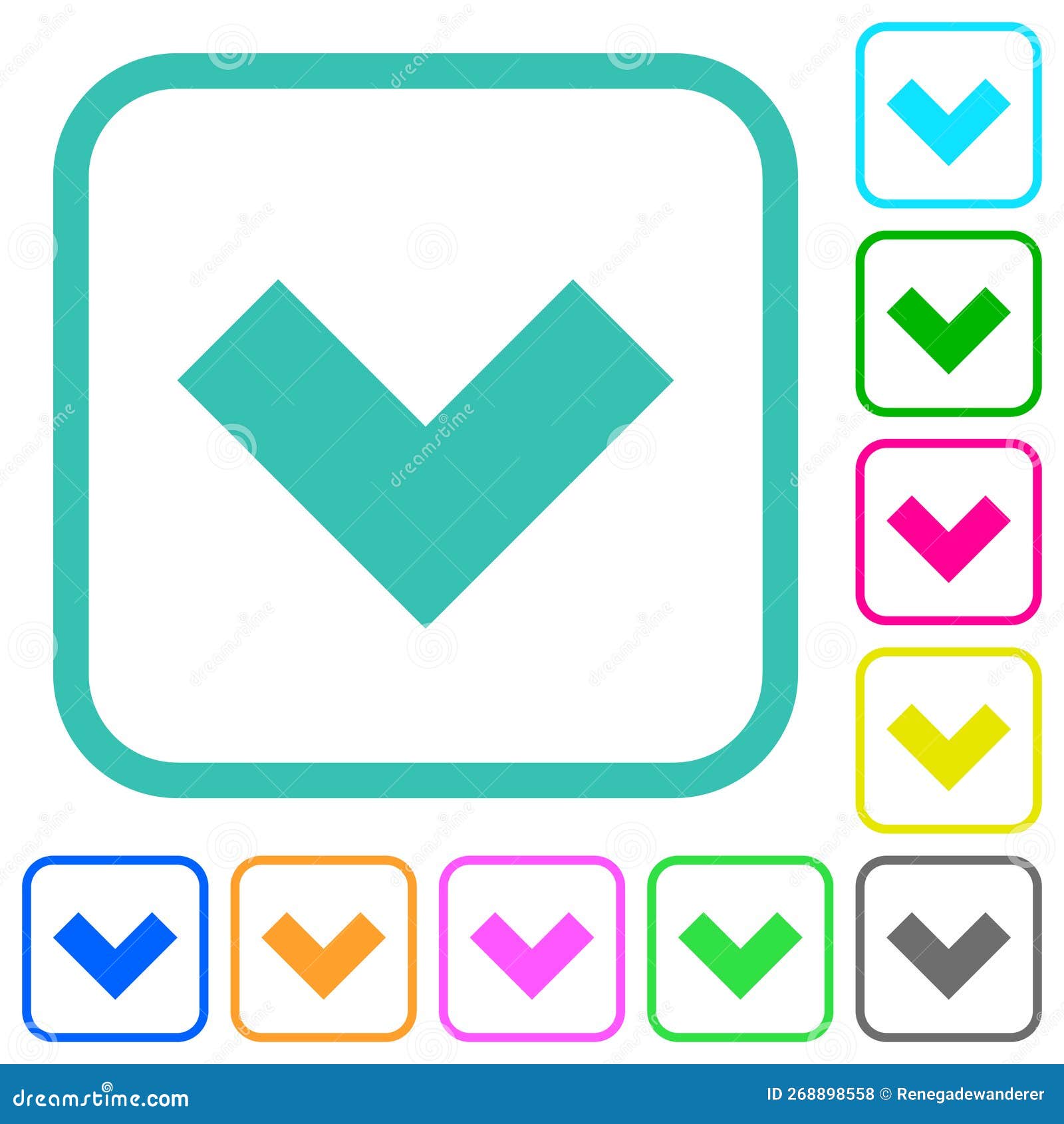 Bottom Angle Arrow Solid Vivid Colored Flat Icons Stock Vector ...