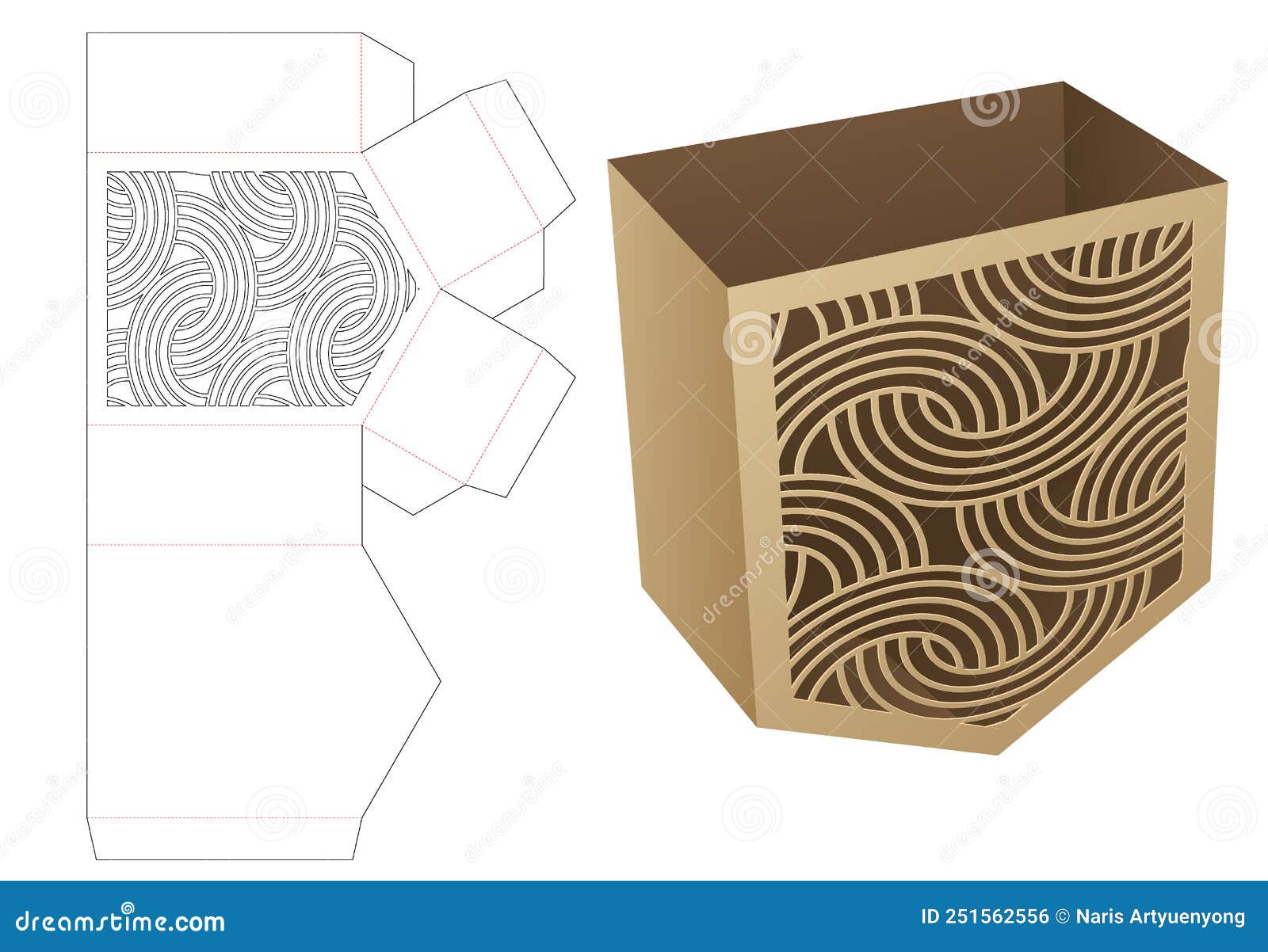 Bottom Angle Container with Stenciled Curved Pattern Die Cut Template ...