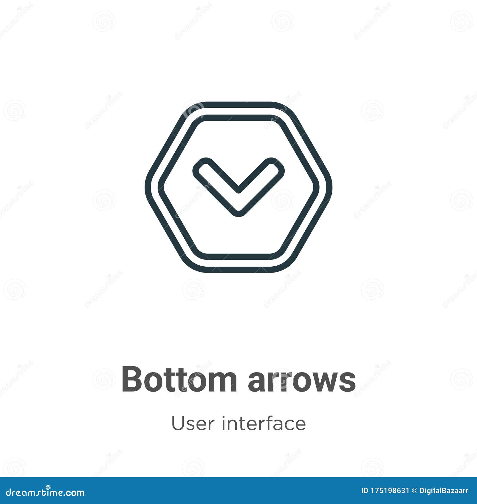 Bottom Arrows Outline Vector Icon. Thin Line Black Bottom Arrows Icon ...