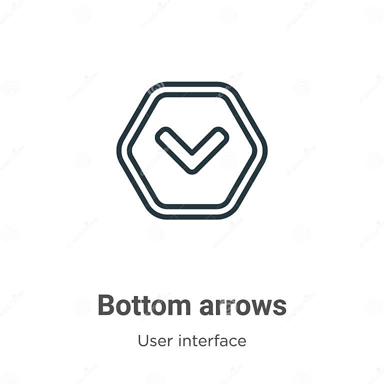 Bottom Arrows Outline Vector Icon. Thin Line Black Bottom Arrows Icon ...