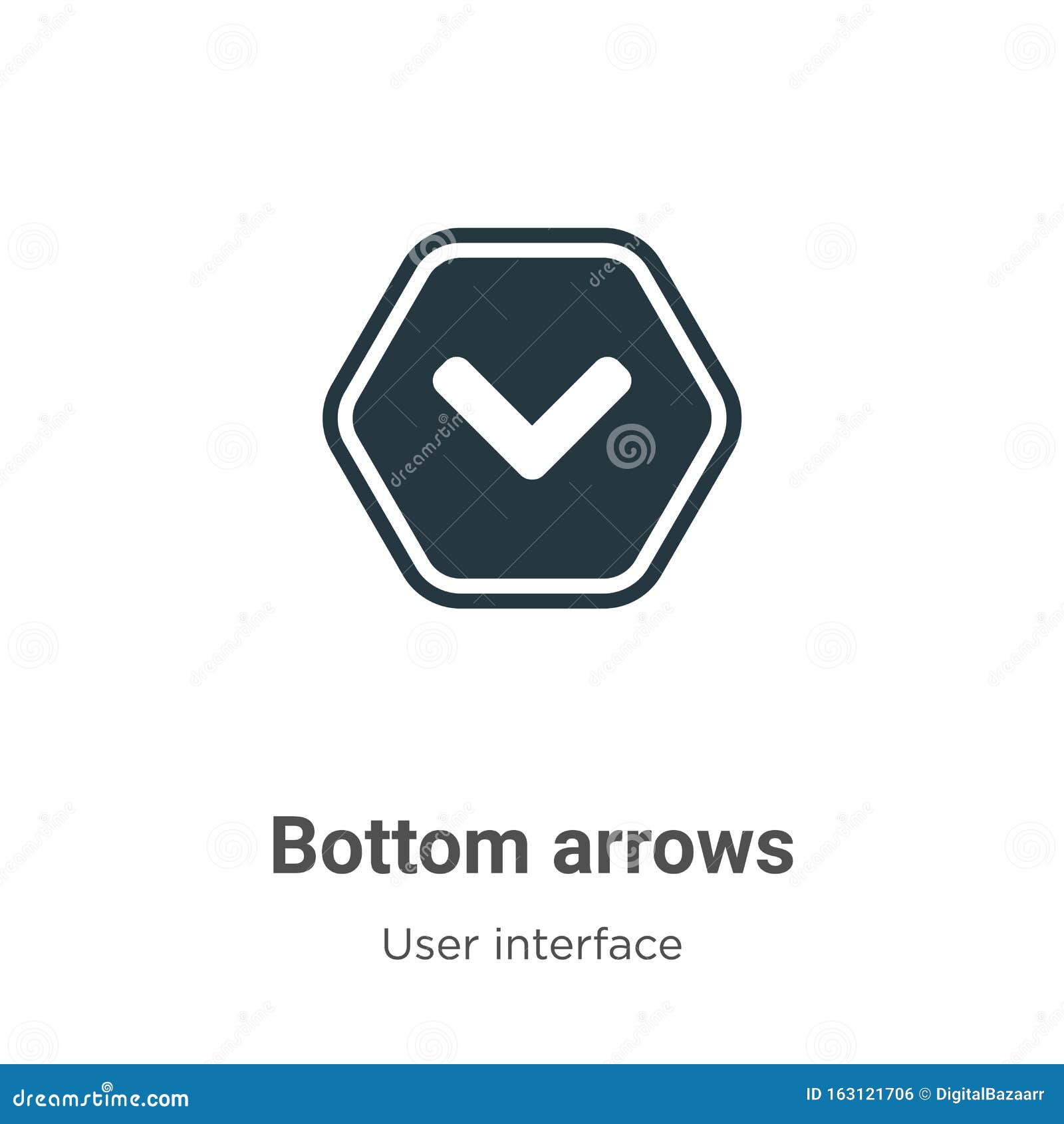 Bottom Arrows Vector Icon on White Background. Flat Vector Bottom ...
