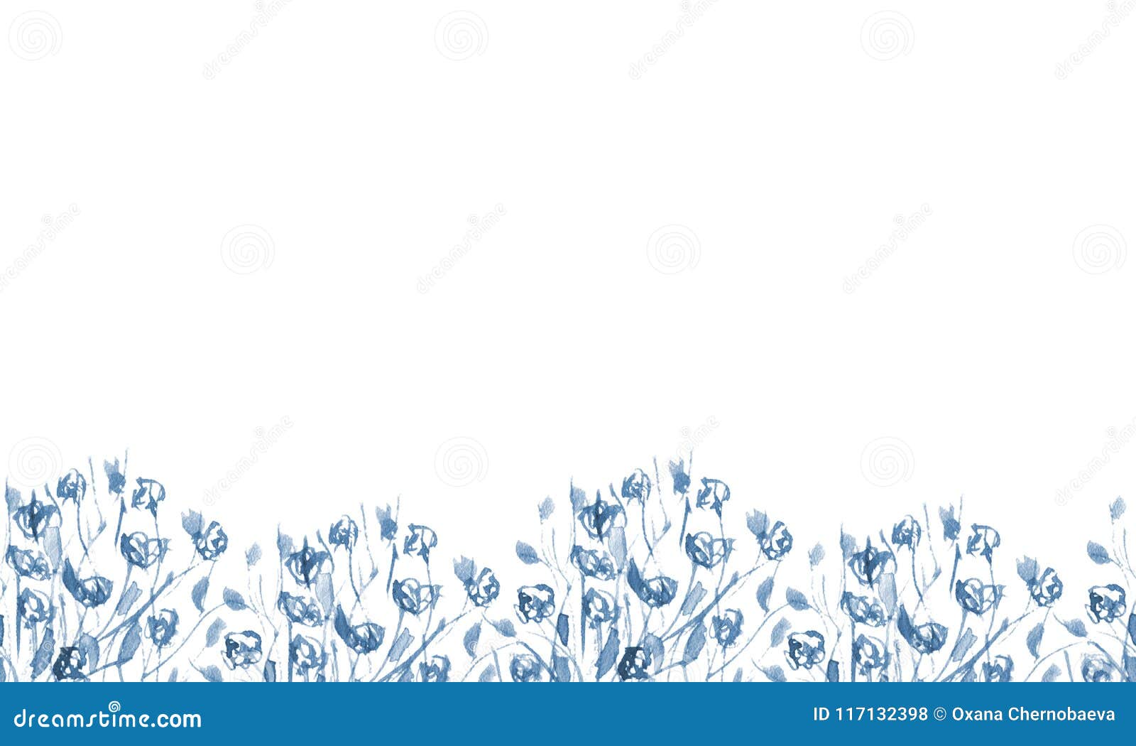 Bottom Border of Blue Wildflowers Stock Illustration - Illustration of ...
