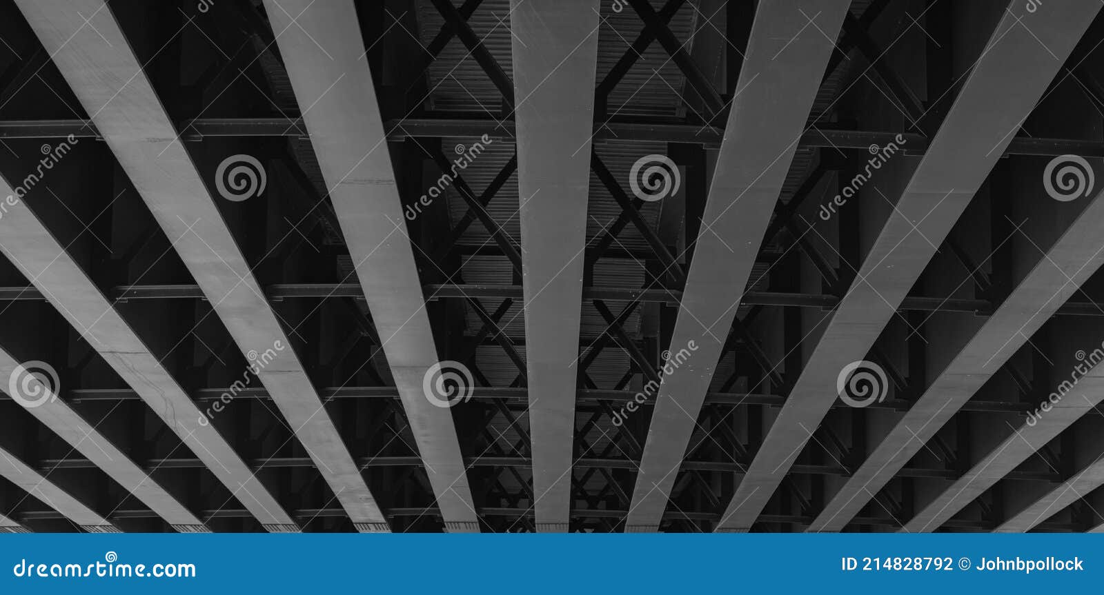 Bottom of Bridge, I-beams and Support Structure Stock Photo - Image of ...