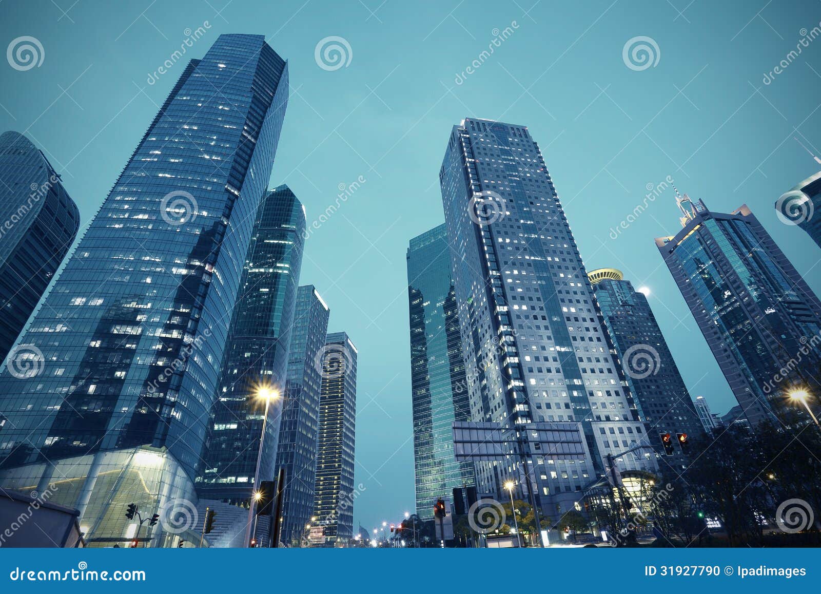 The Bottom Camera Angles Urban Architecture Building At Night Stock ...