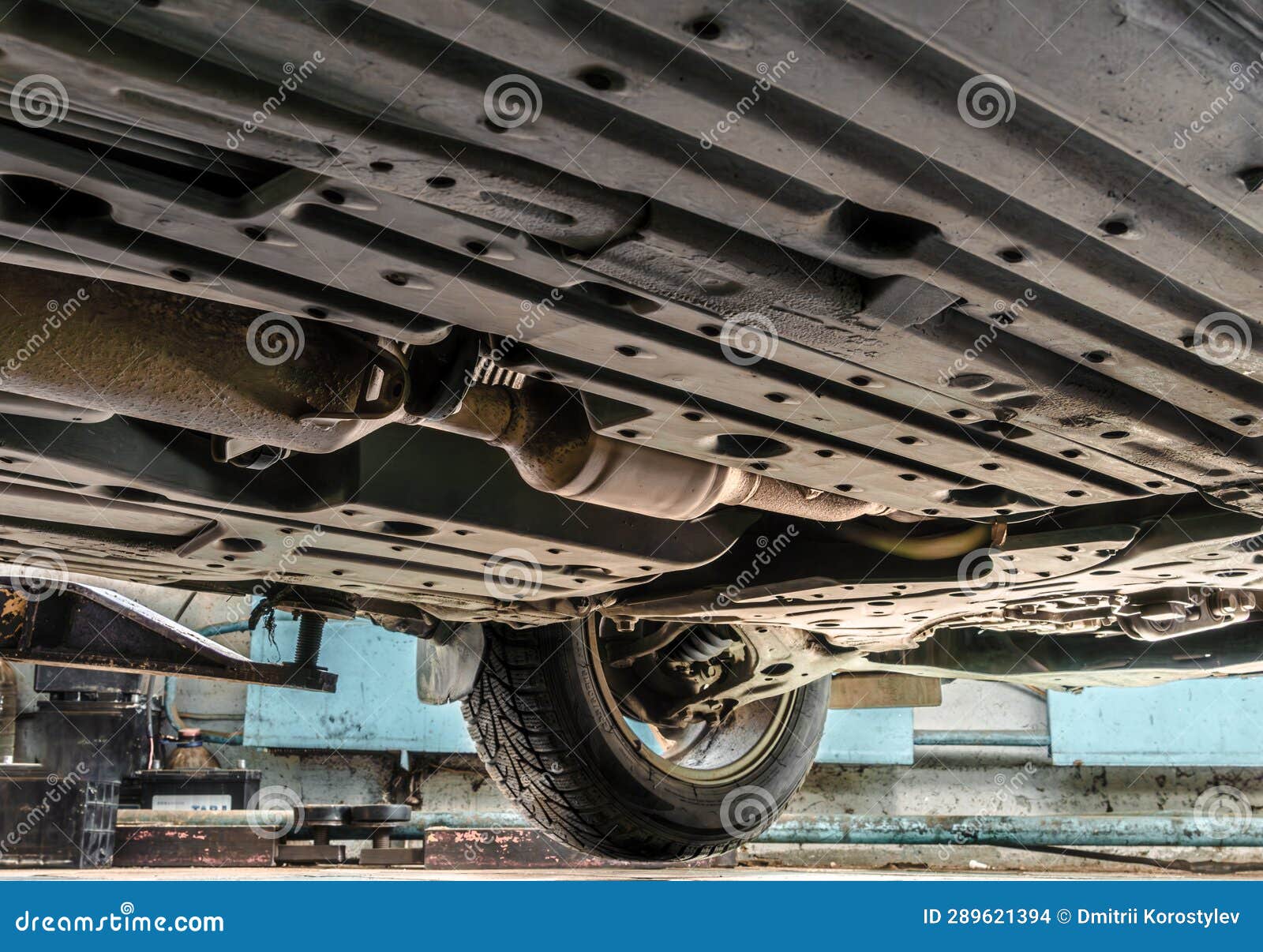 The Bottom of a Car at a Service Station Stock Photo - Image of levers ...