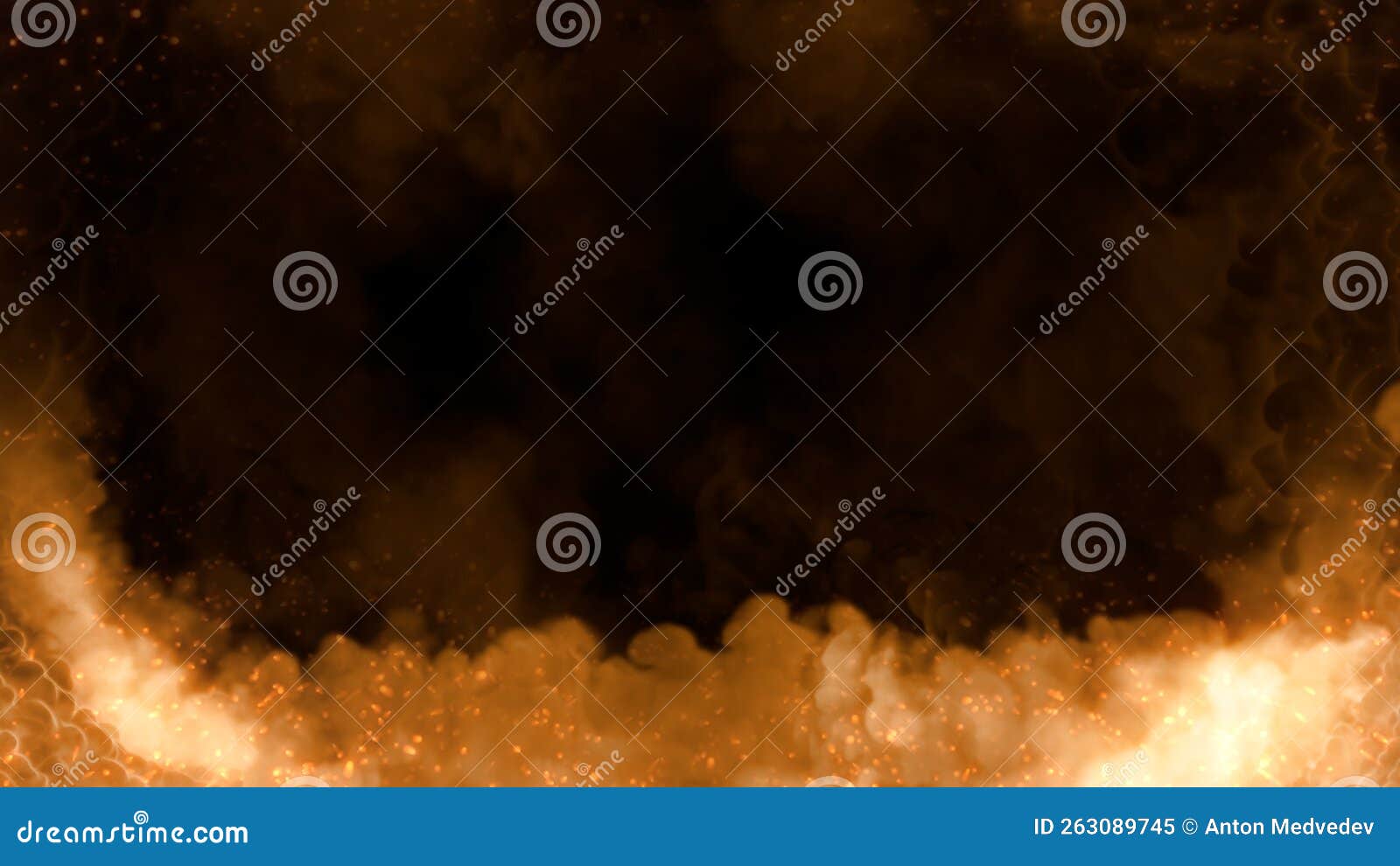 Bottom Content Frame of Blazing Clouds or Smoke with Sparks, Isolated ...