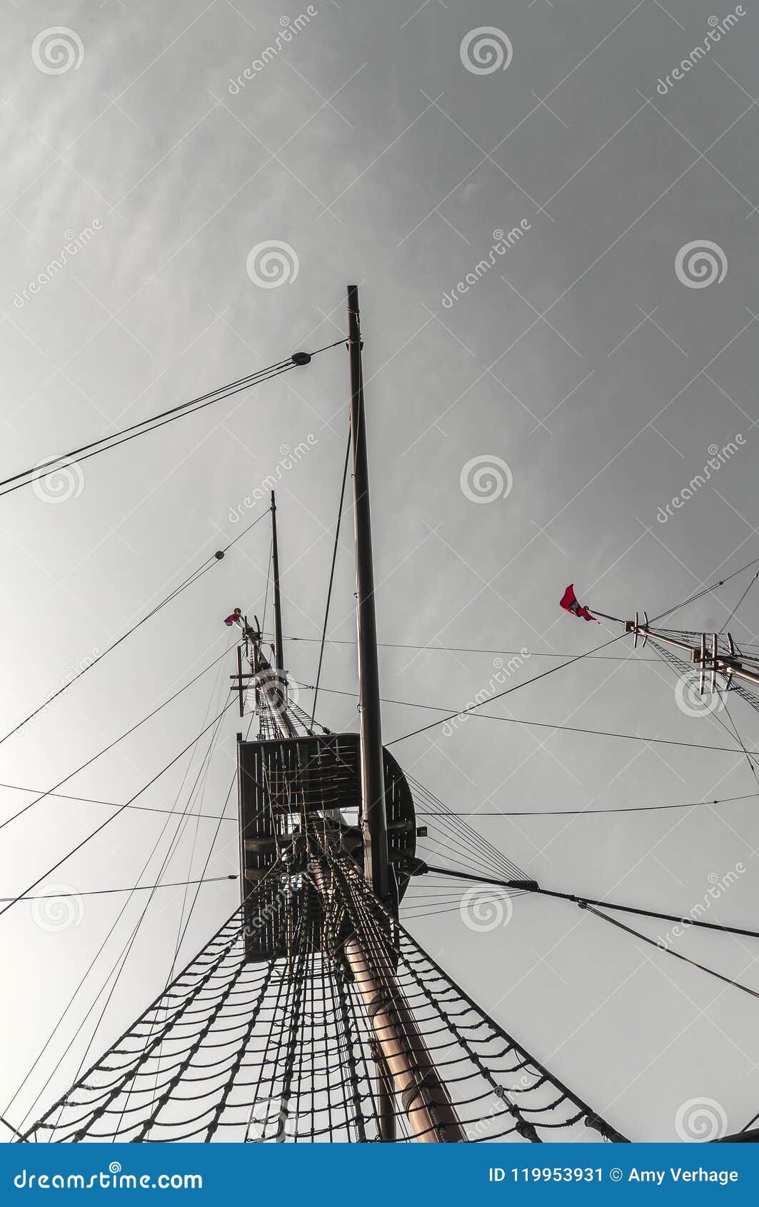 Bottom of the Crow Nest of a Sailship Stock Image - Image of flute ...