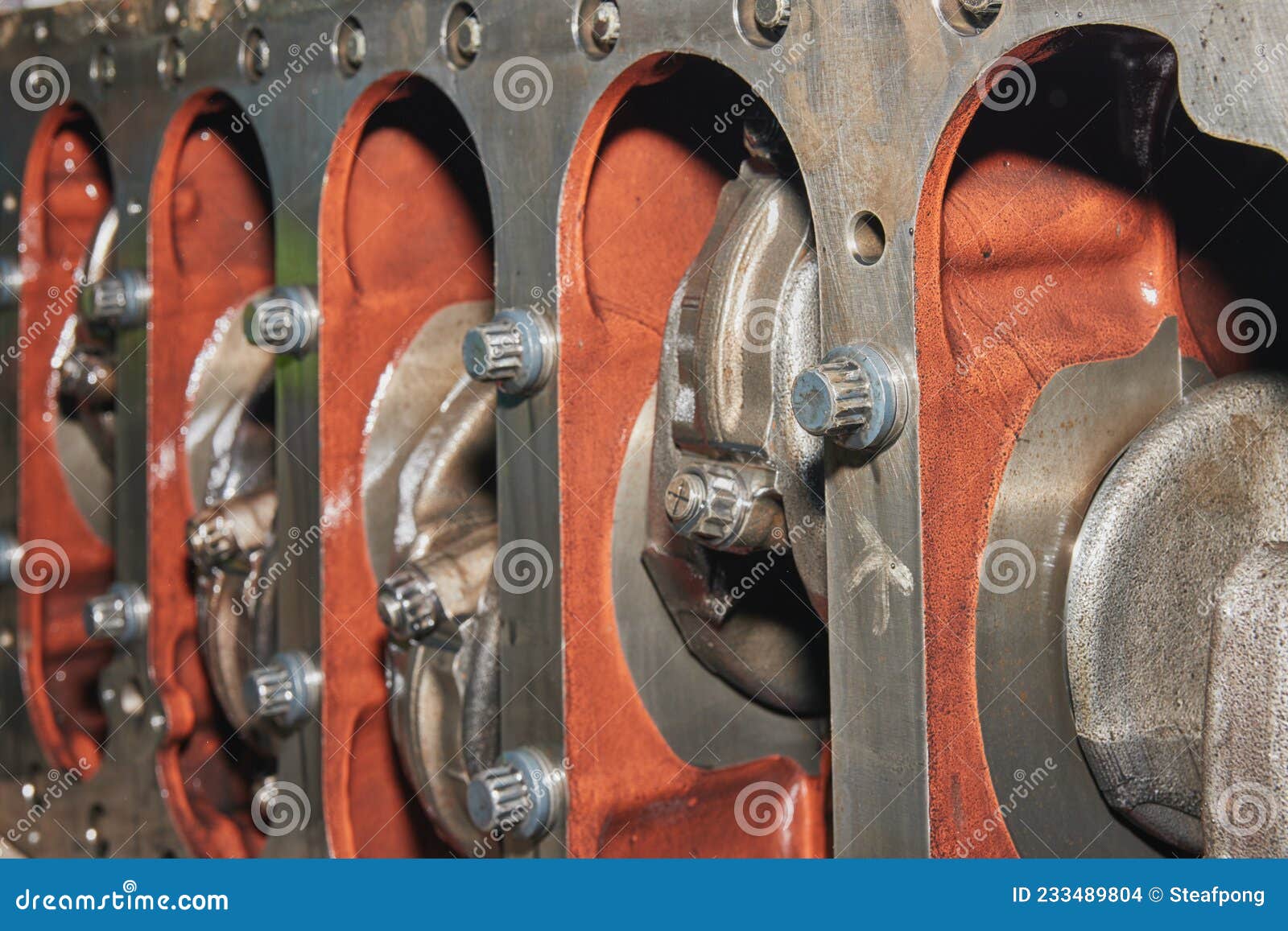 Bottom Cylinder Block and Crankshaft of Truck Engine Stock Photo ...