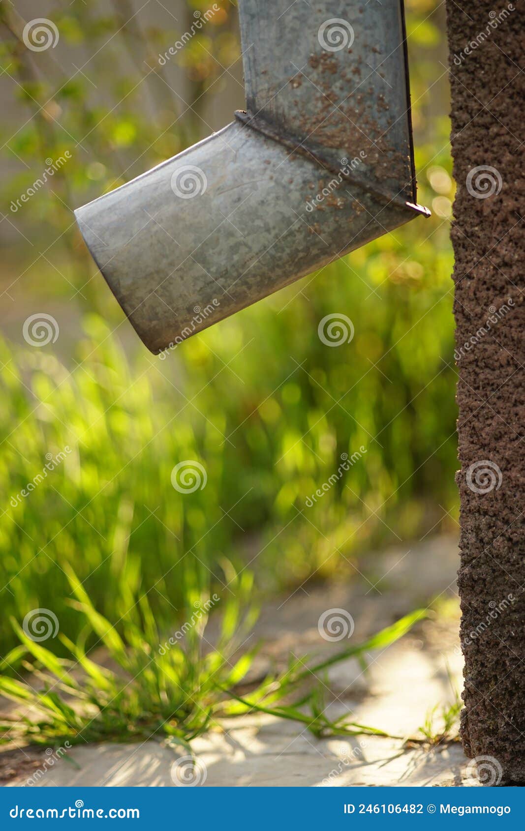 Bottom of the Drain Pipe at the Corner of the House in Spring Stock ...