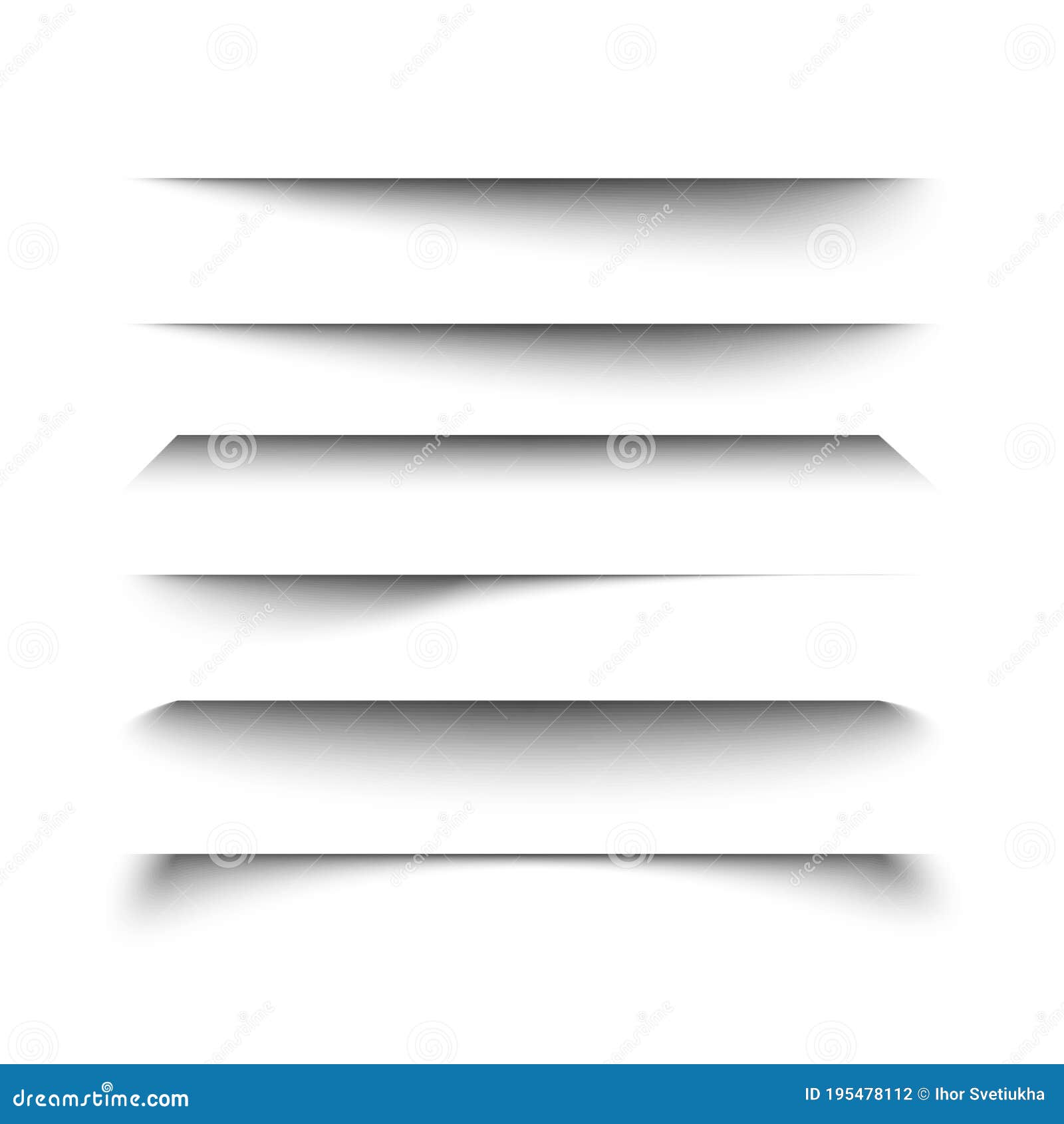 Bottom Edge Shadow Set. Vector Illustration Isolated on White ...